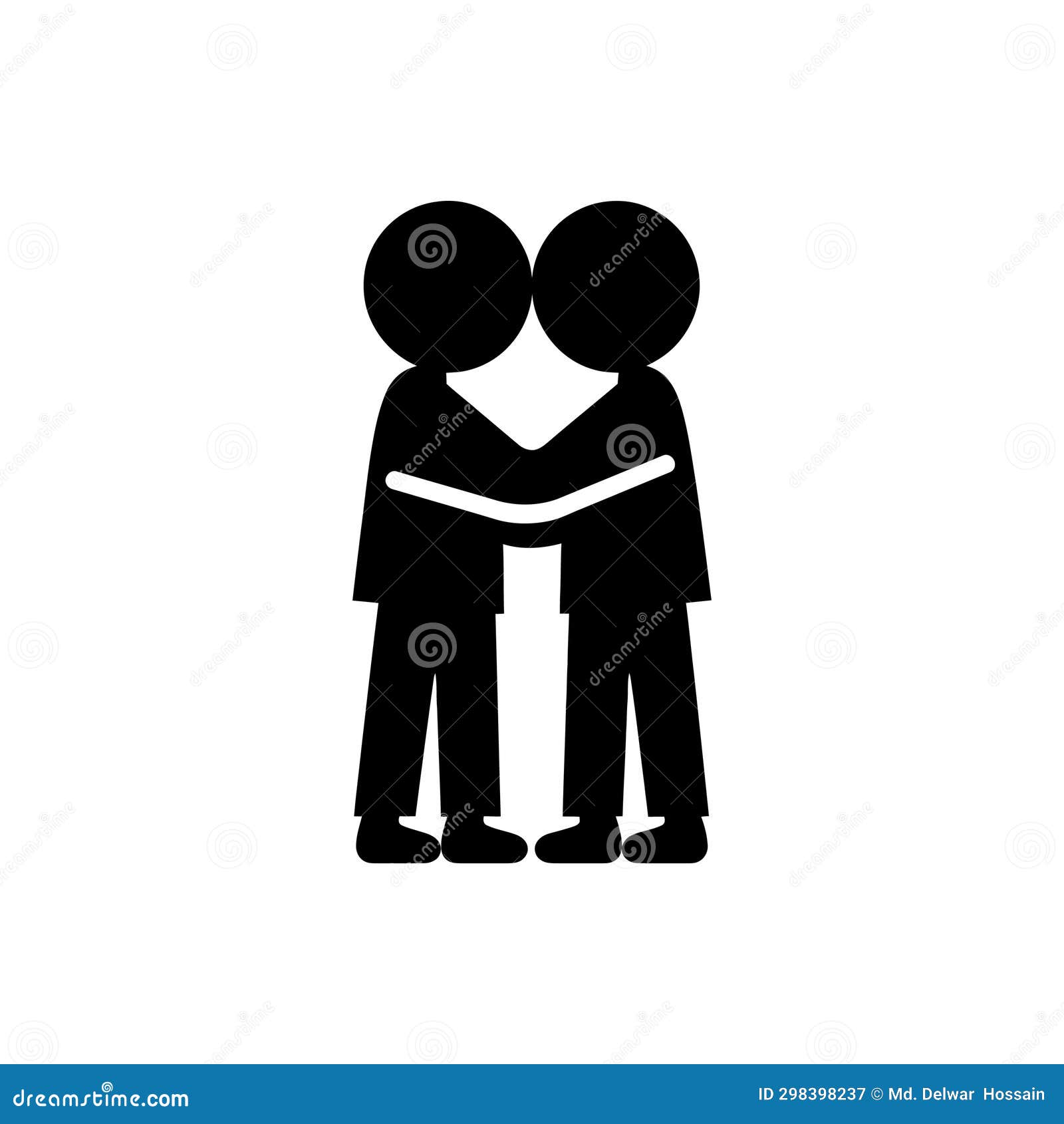 Two Friends Sharing a Hug Icon Stock Vector - Illustration of symbol ...