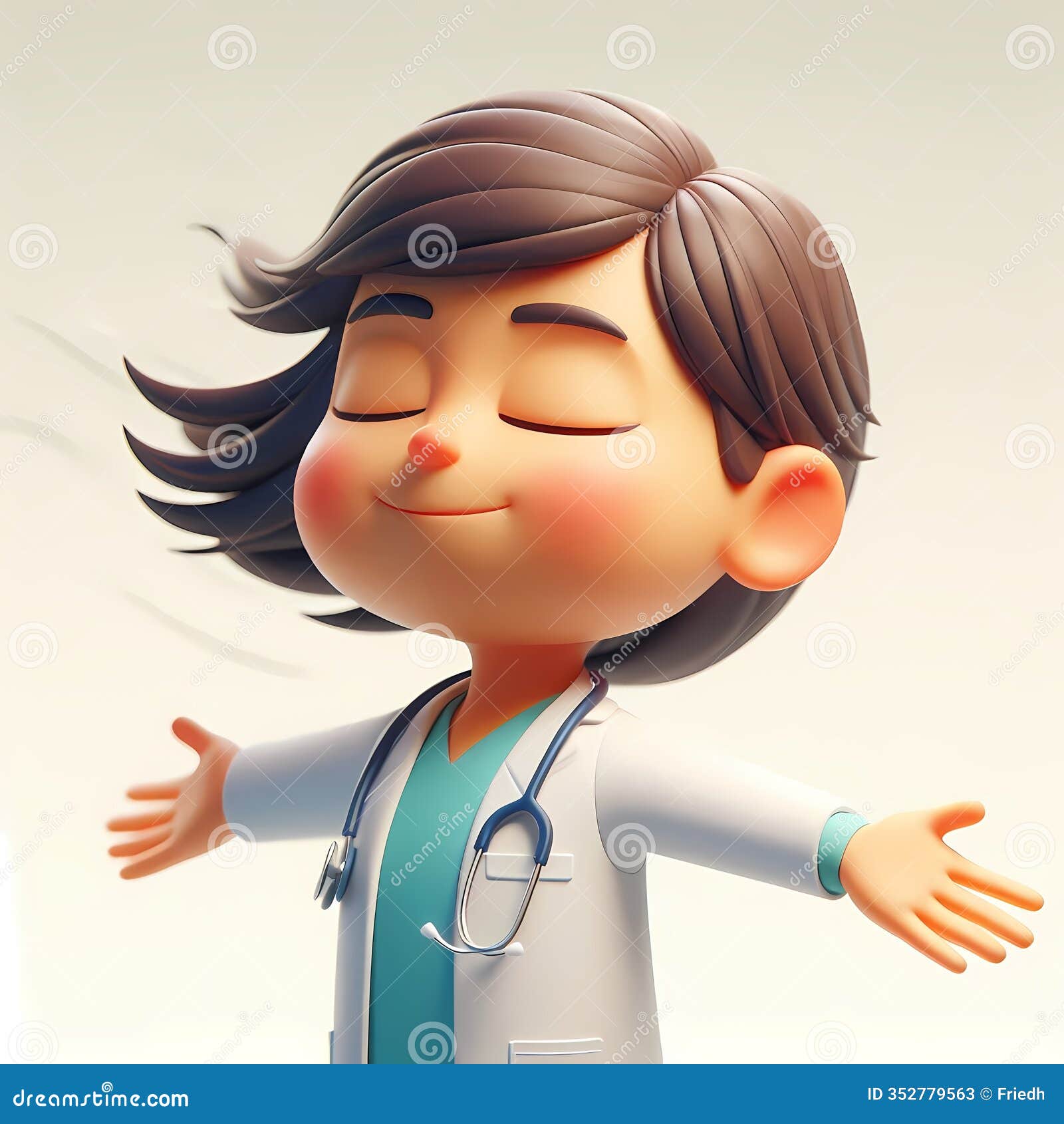 Female Doctor in Peaceful Moment Stock Illustration - Illustration of ...