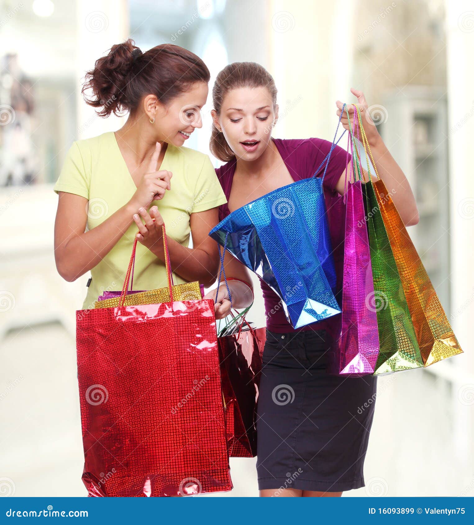 Two friends with shopping. stock image. Image of beautiful - 16093899