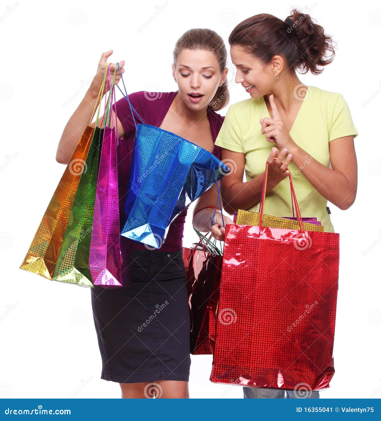 Two friends with shopping. stock image. Image of leisure - 16355041