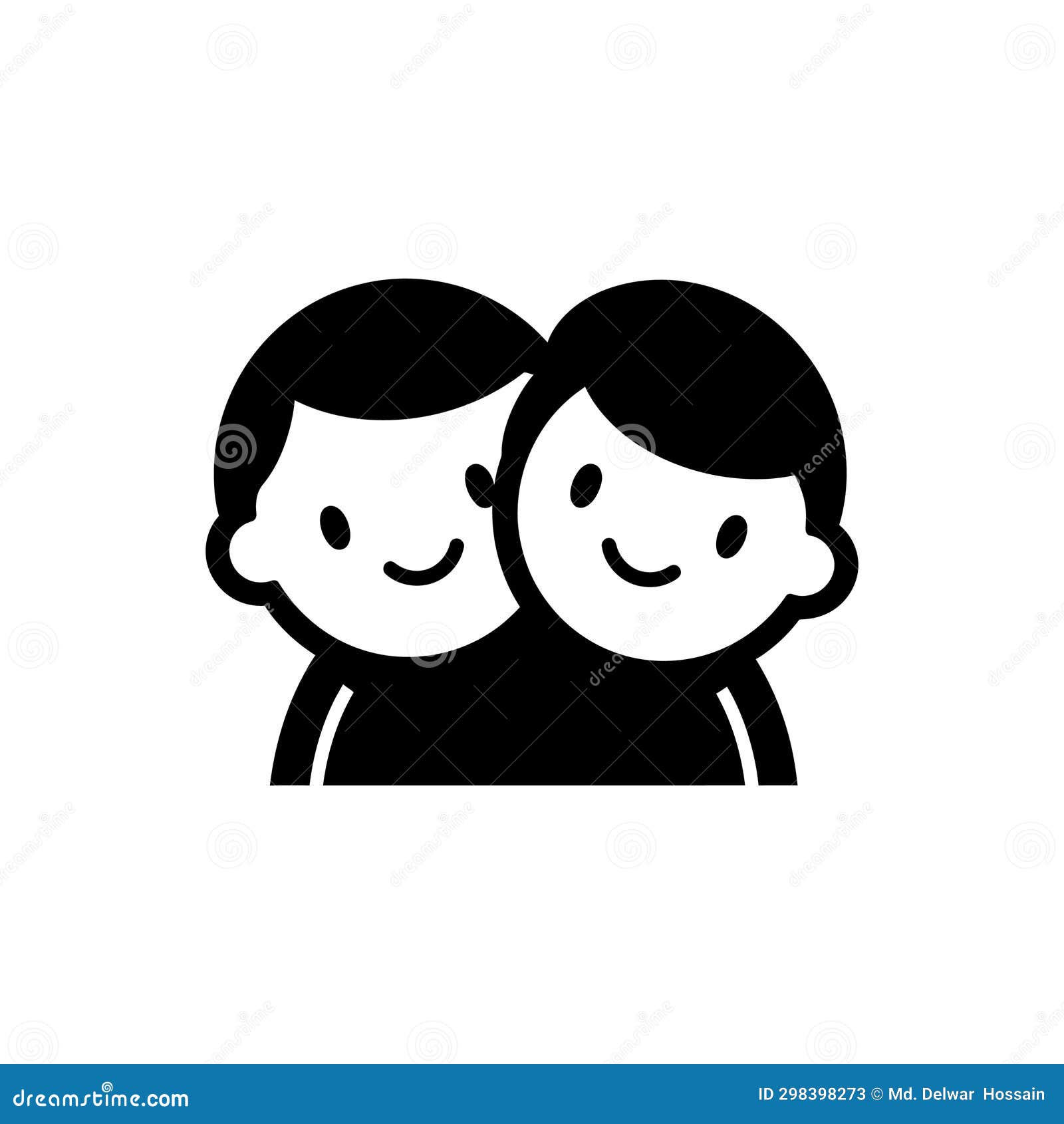 Two Friends Smiling and Hugging Icon Stock Vector - Illustration of ...