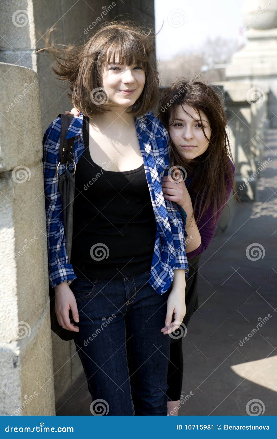 Two Friends Standing Together Stock Image - Image of teenage, stone ...