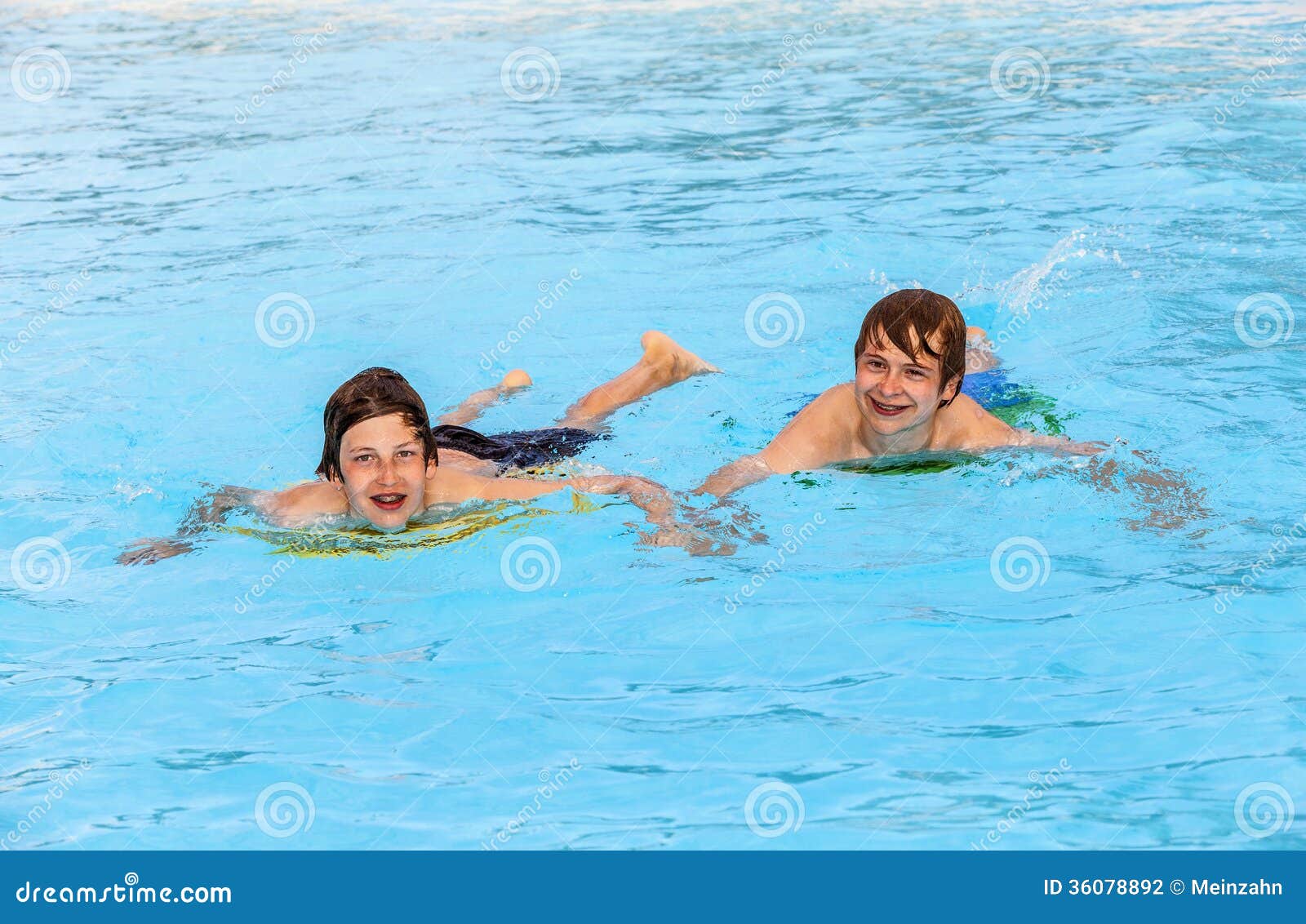 Two Friends Swimming in the Pool Stock Photo - Image of laugh, funny ...