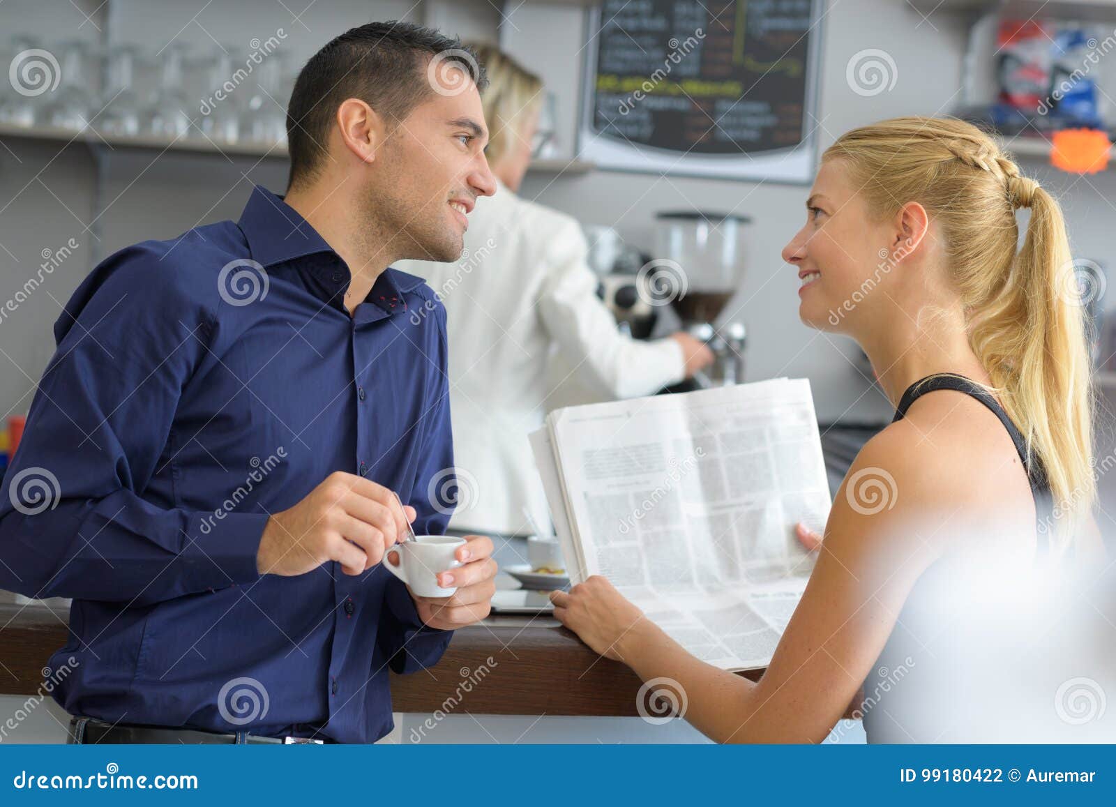 Two Friends Talking in Cafe Stock Photo - Image of cafe, male: 99180422