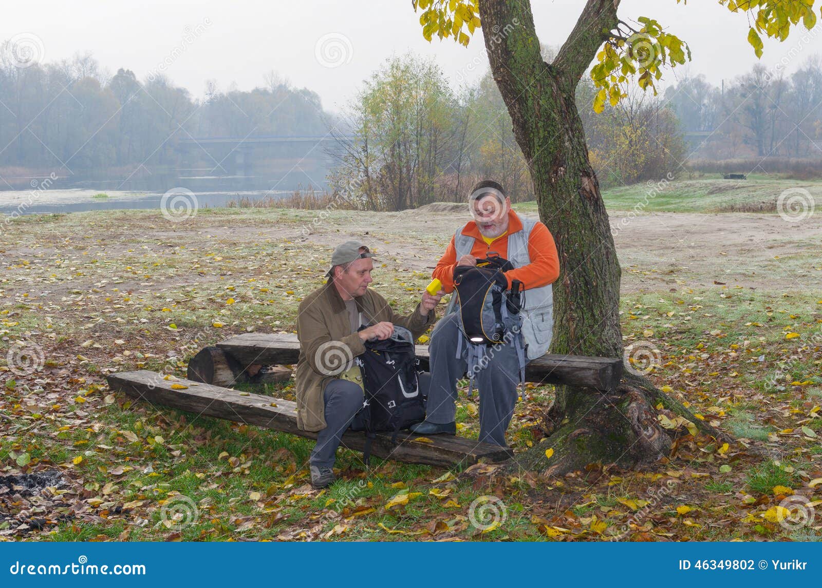 Two Friends Tourists Having Short Rest Stock Photo - Image of river ...