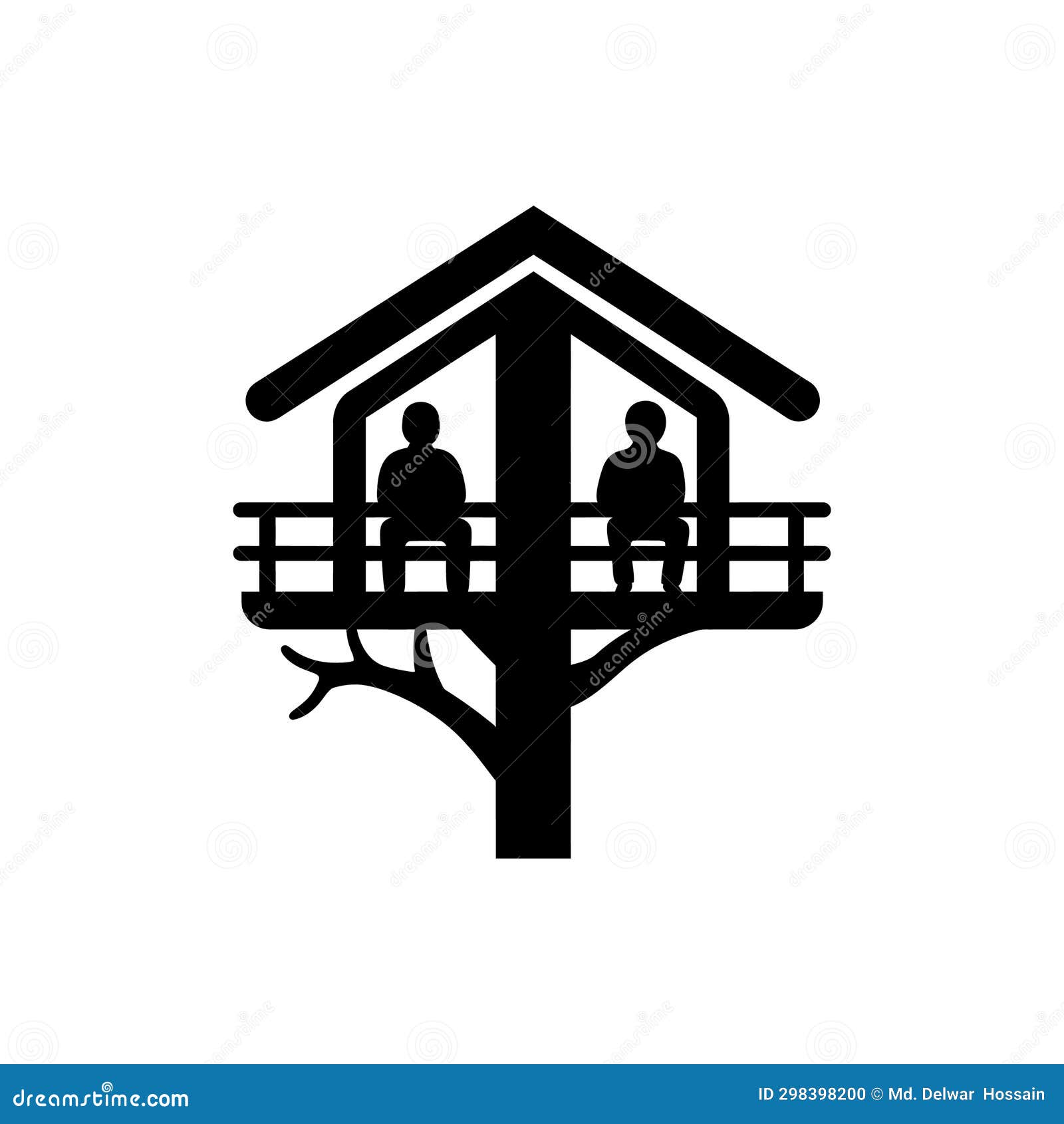 Two Friends in a Treehouse Icon Stock Vector - Illustration of friends ...