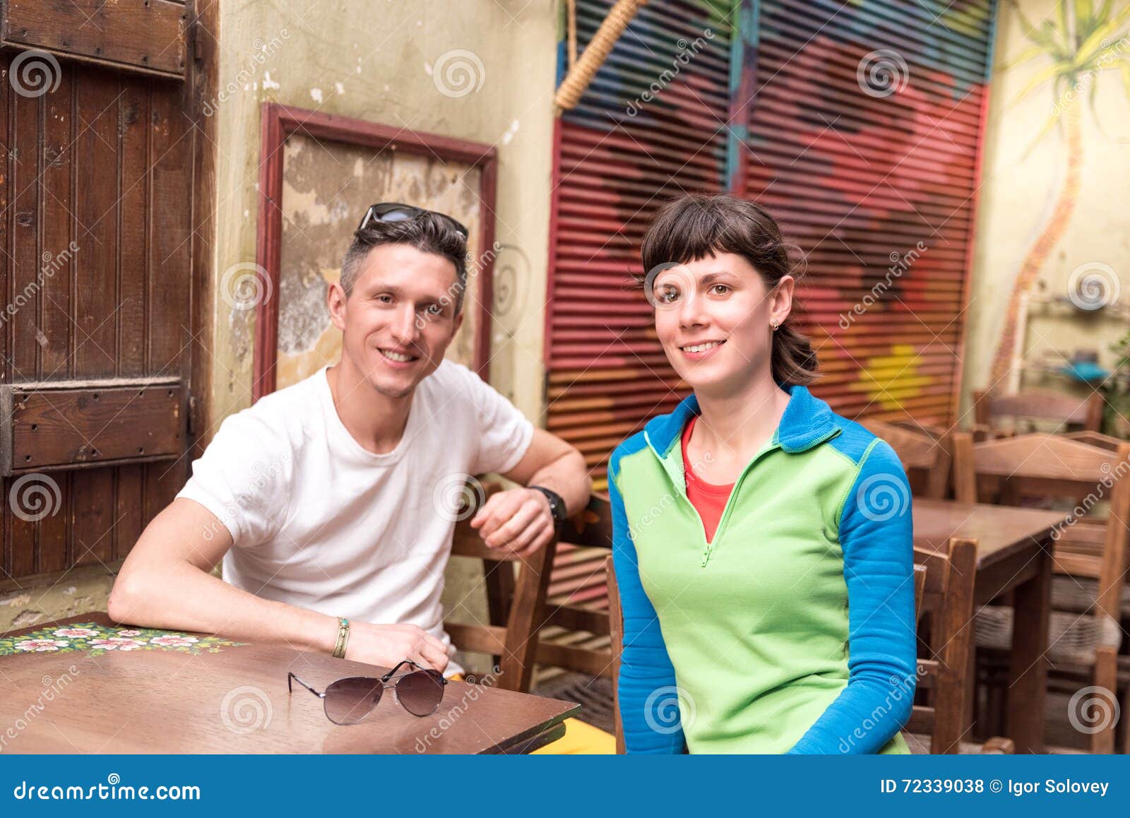Two Friends Waiting for a Waiter in the Old Cafe Stock Photo - Image of ...