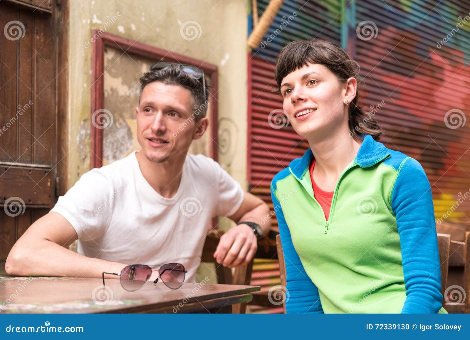 Two Friends Waiting for a Waiter in the Old Cafe Stock Photo - Image of ...