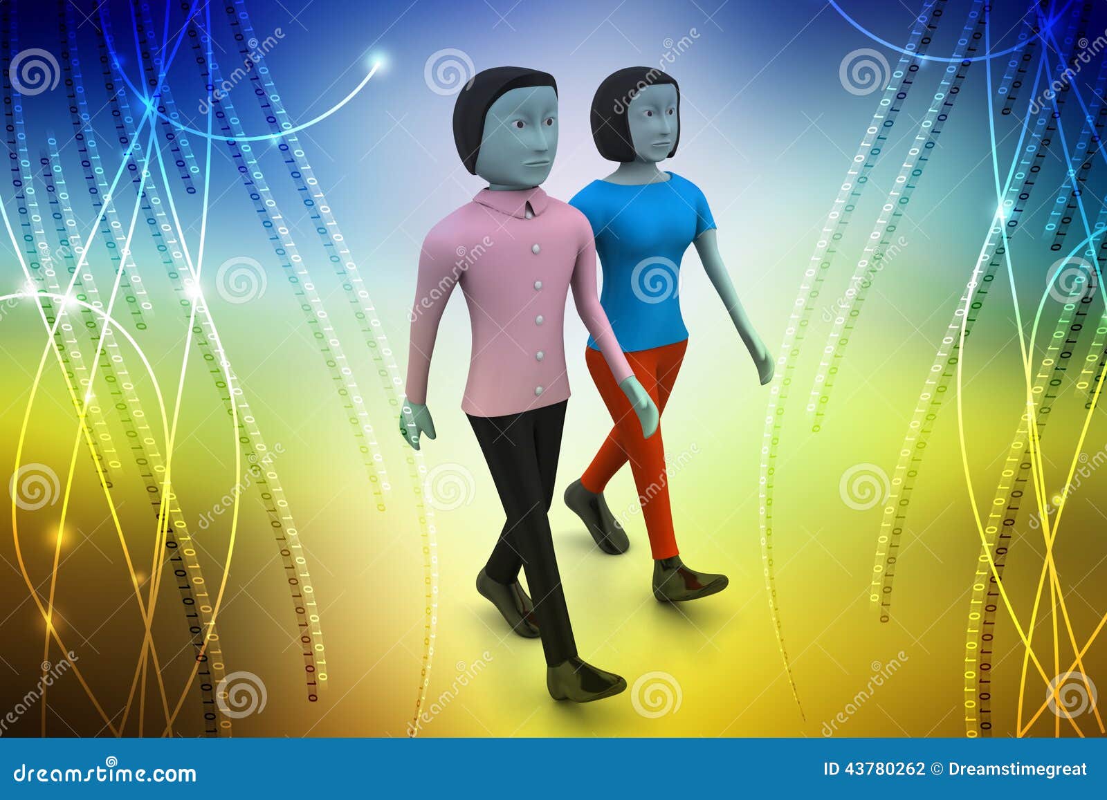Two friends walk together stock illustration. Illustration of abstract ...