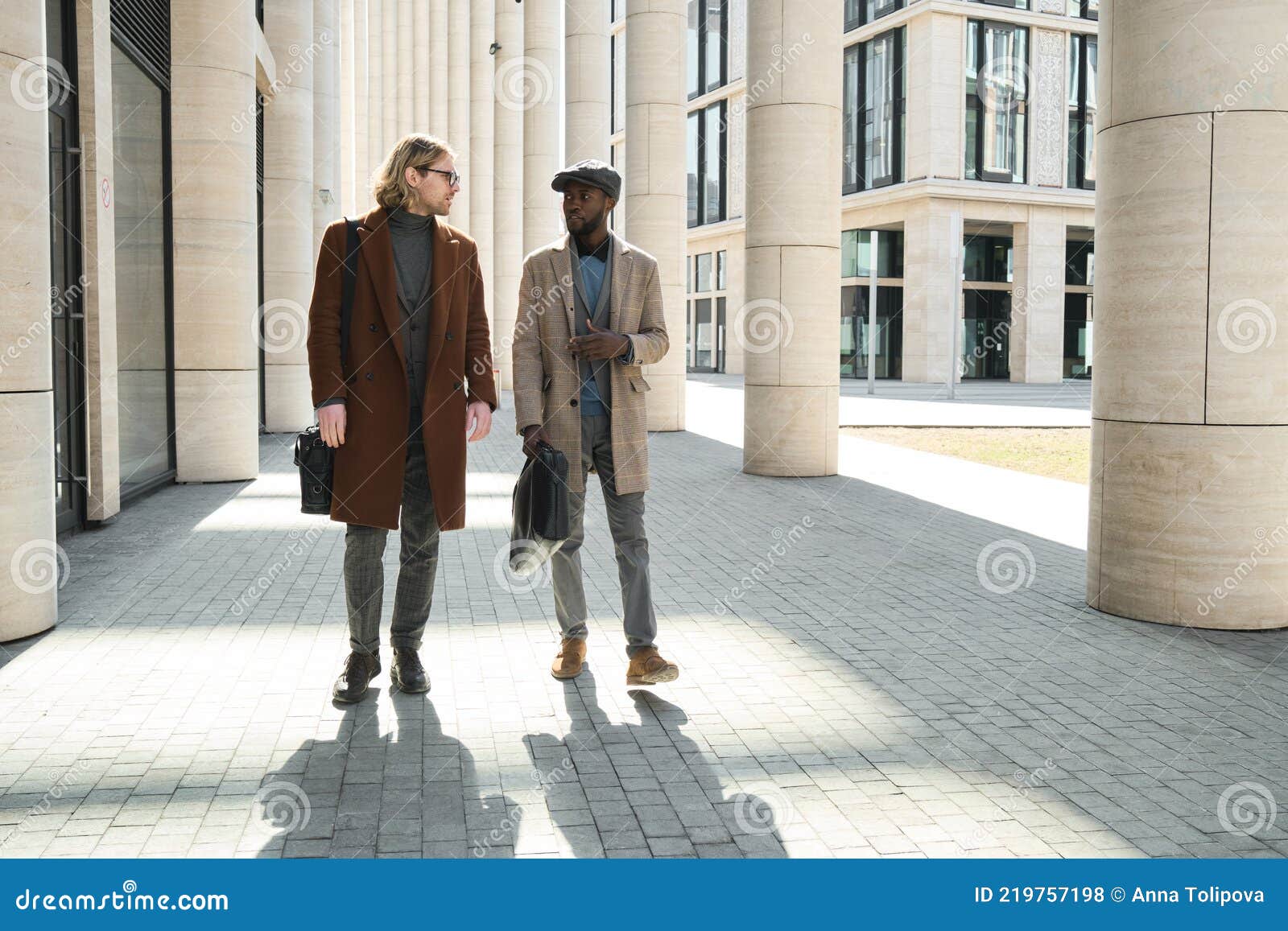 Two Friends Walking Outdoors Stock Photo - Image of businessman ...