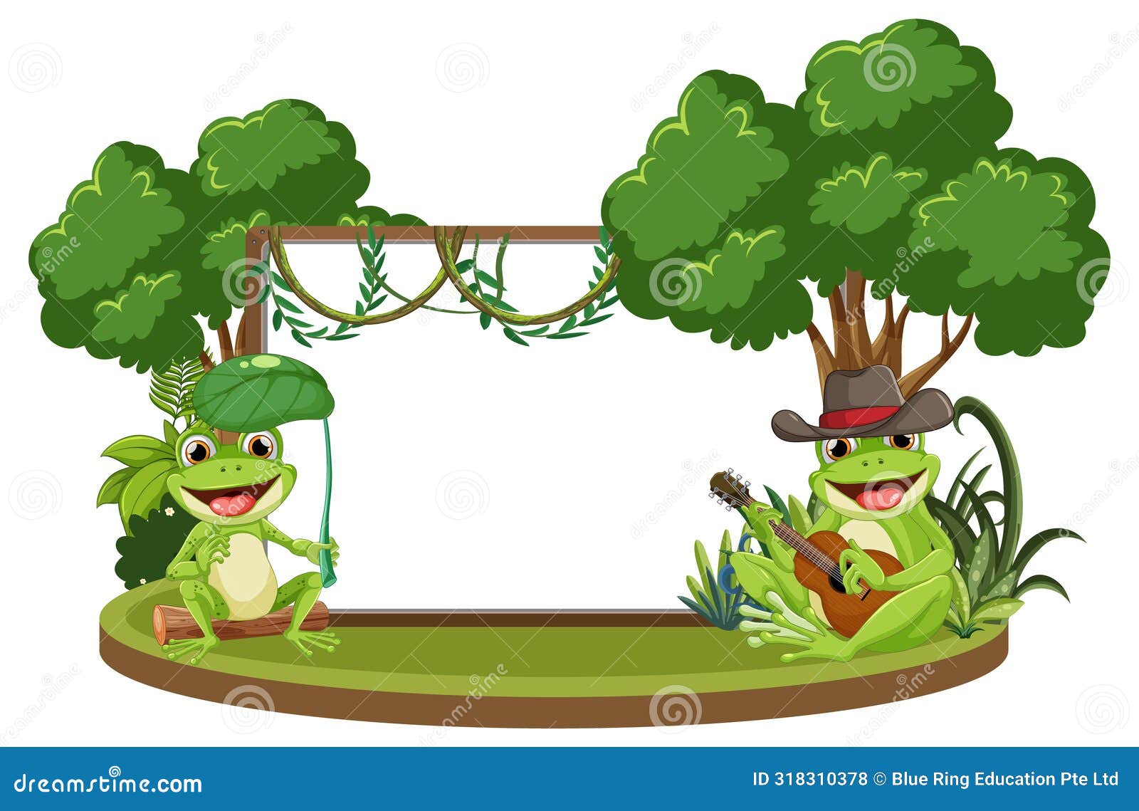 Frogs Playing Guitar Under The Rain Royalty-Free Stock Photography ...