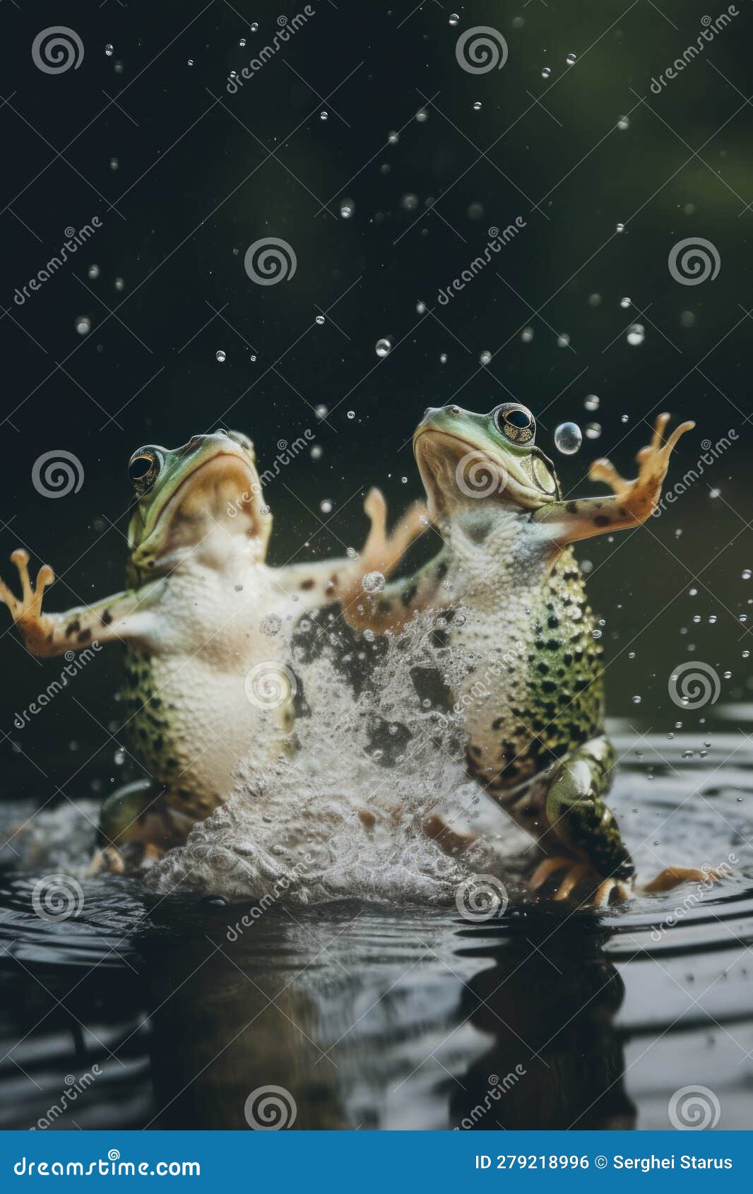 Two Frogs are Playing in the Water with Each Other. Generative AI Image ...