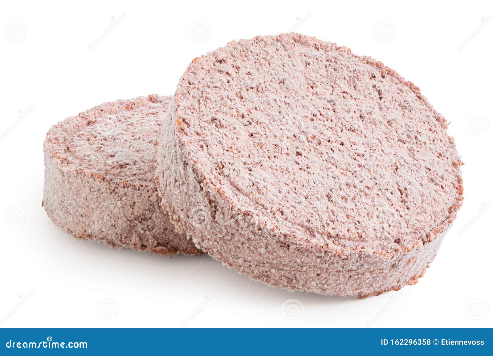 Two Frozen Plant Based Burger Patties Isolated on White Stock Photo ...