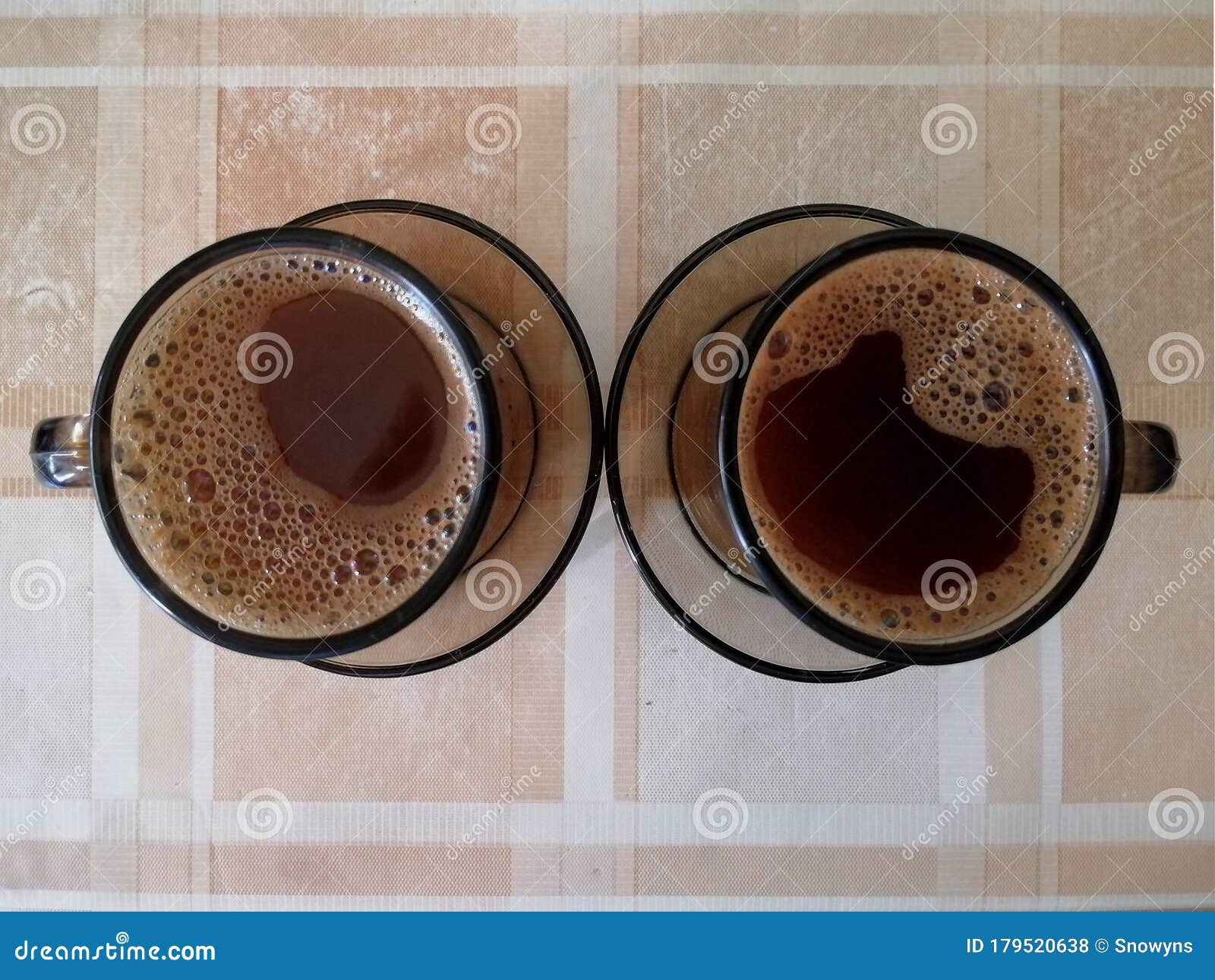 Two Full Cups of Coffee on the Table Stock Photo - Image of frothy ...