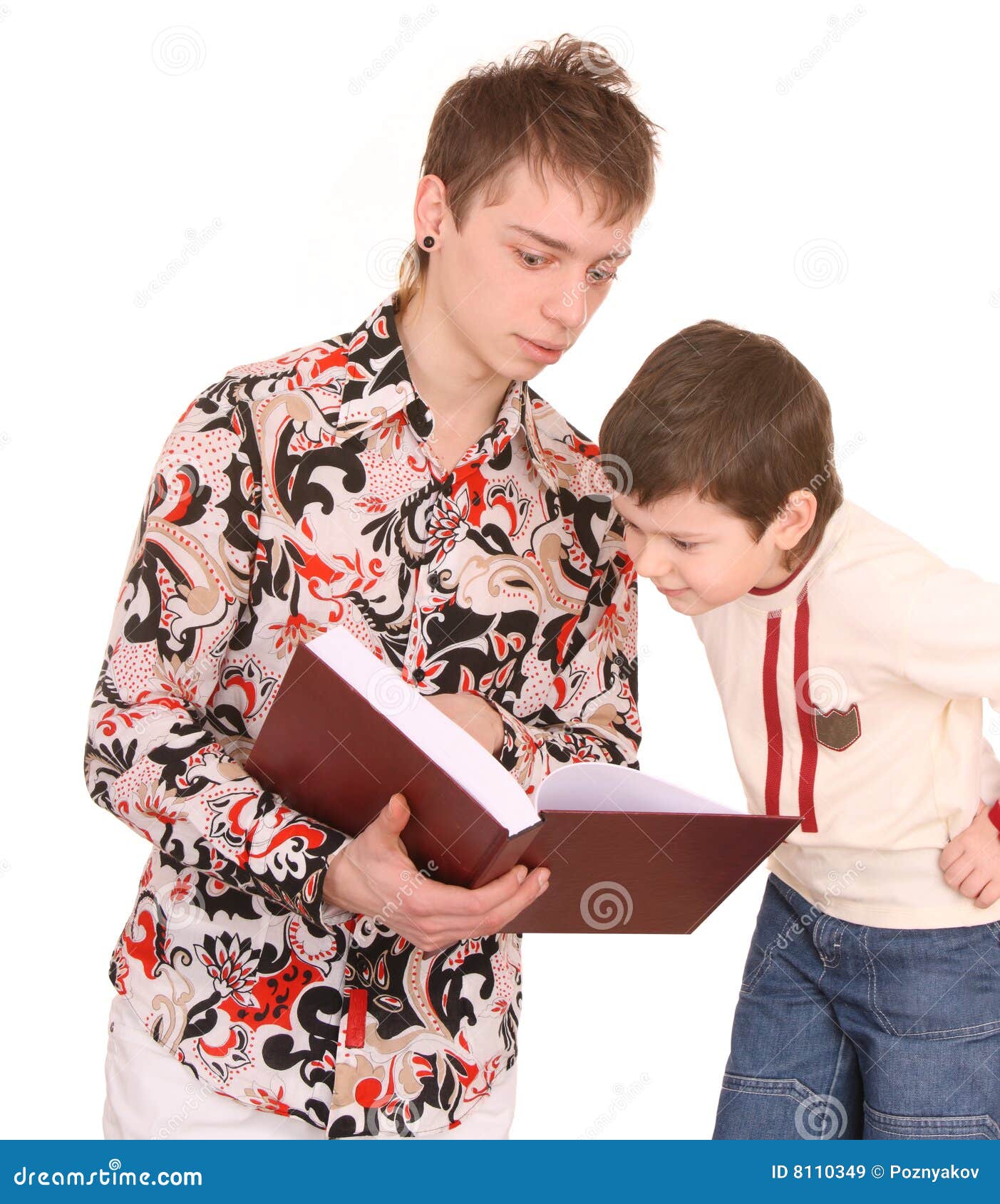 Two fun brother read book. stock image. Image of child - 8110349