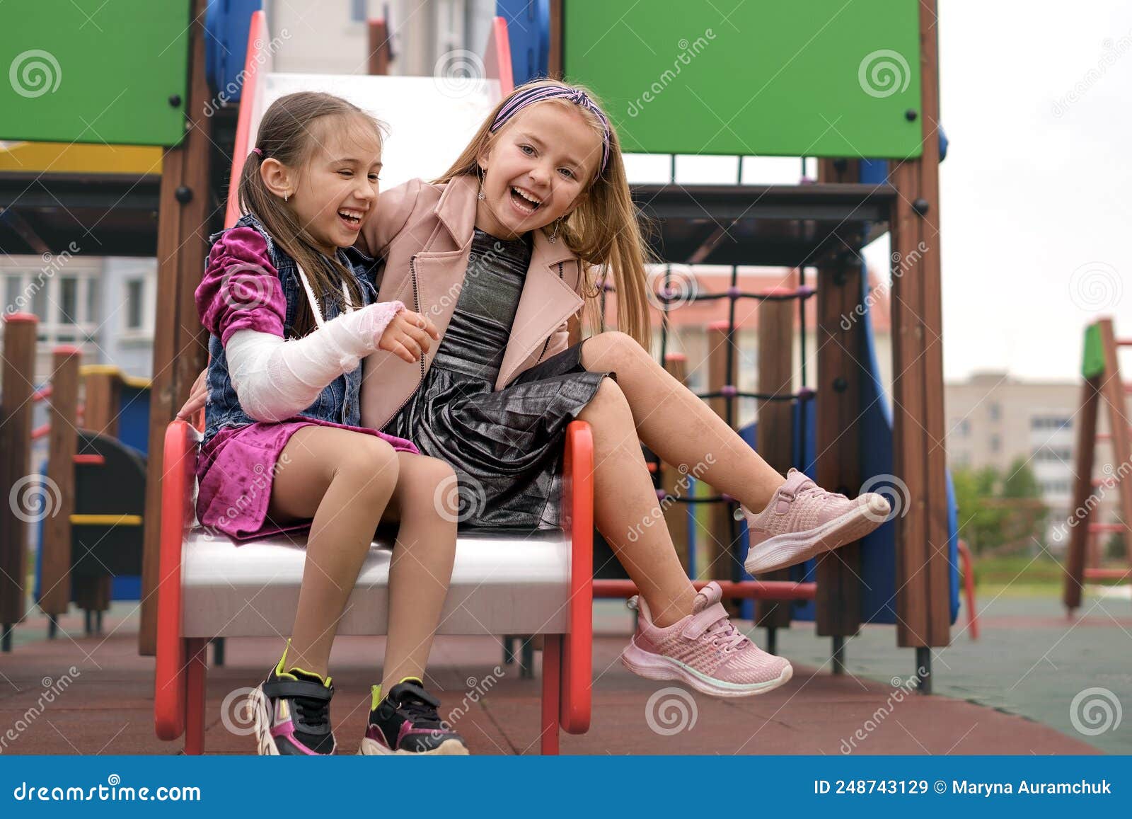 Two Funny Amusing Cool Sisters Laugh Sincerely and Have Fun on the ...