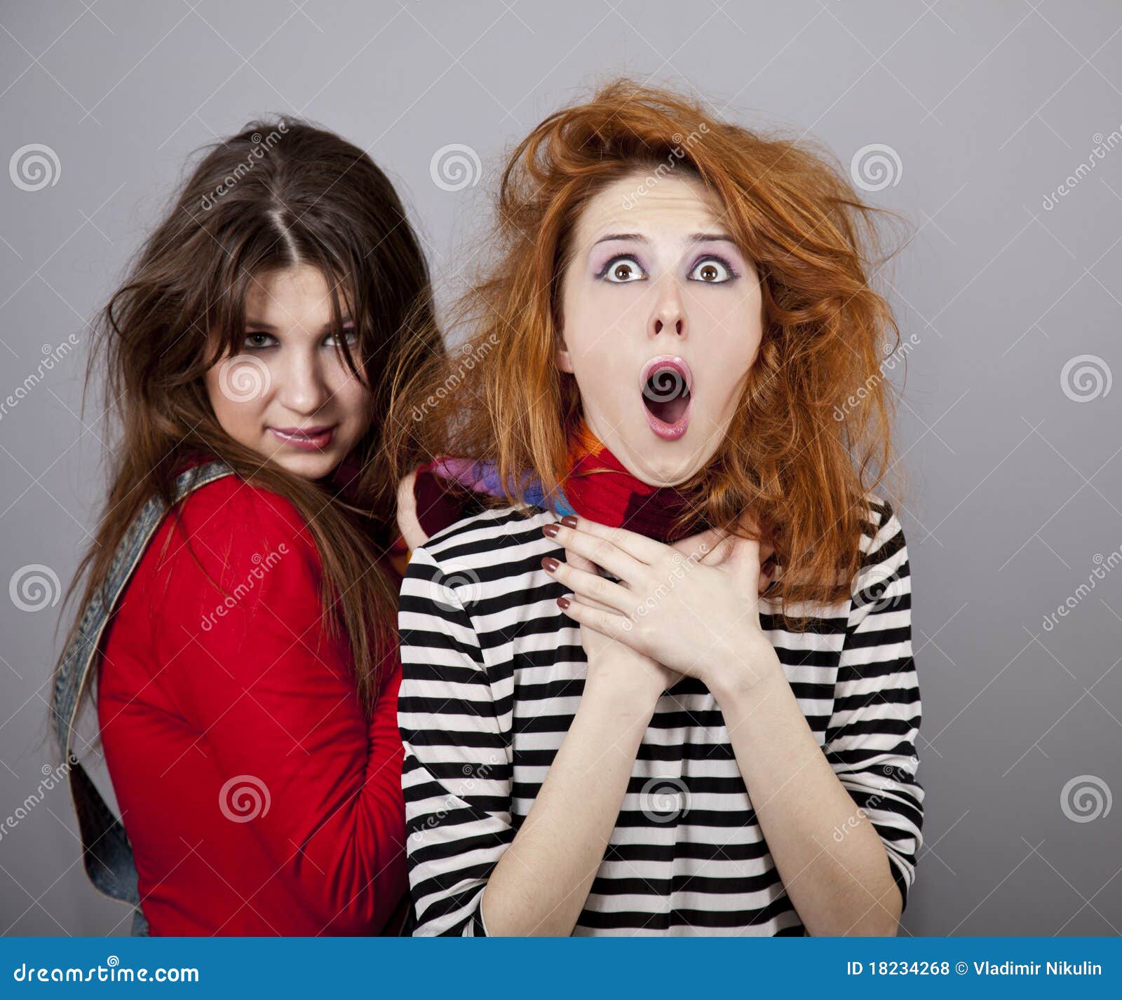 Two funny angry girls. stock photo. Image of caucasian - 18234268