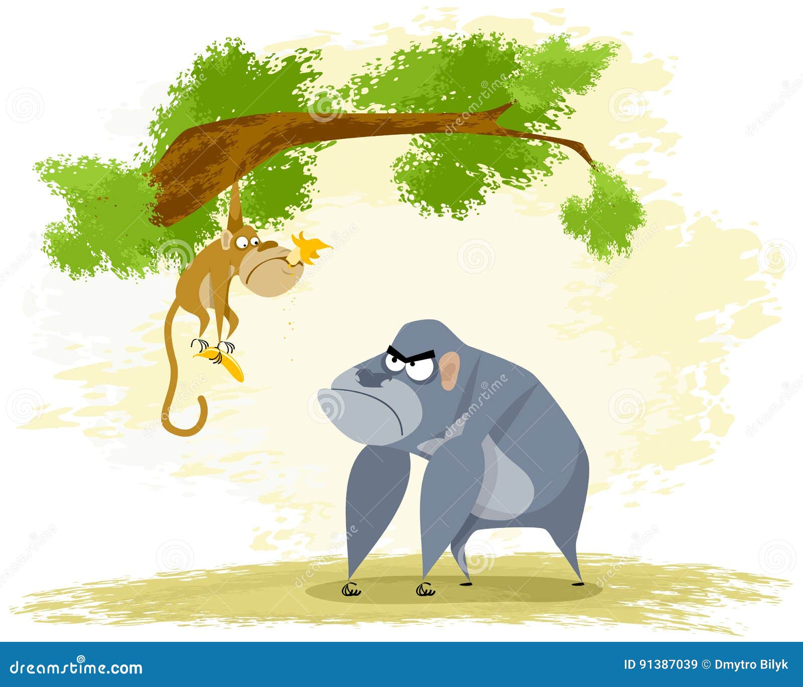 Two funny apes stock vector. Illustration of wild, macaque - 91387039