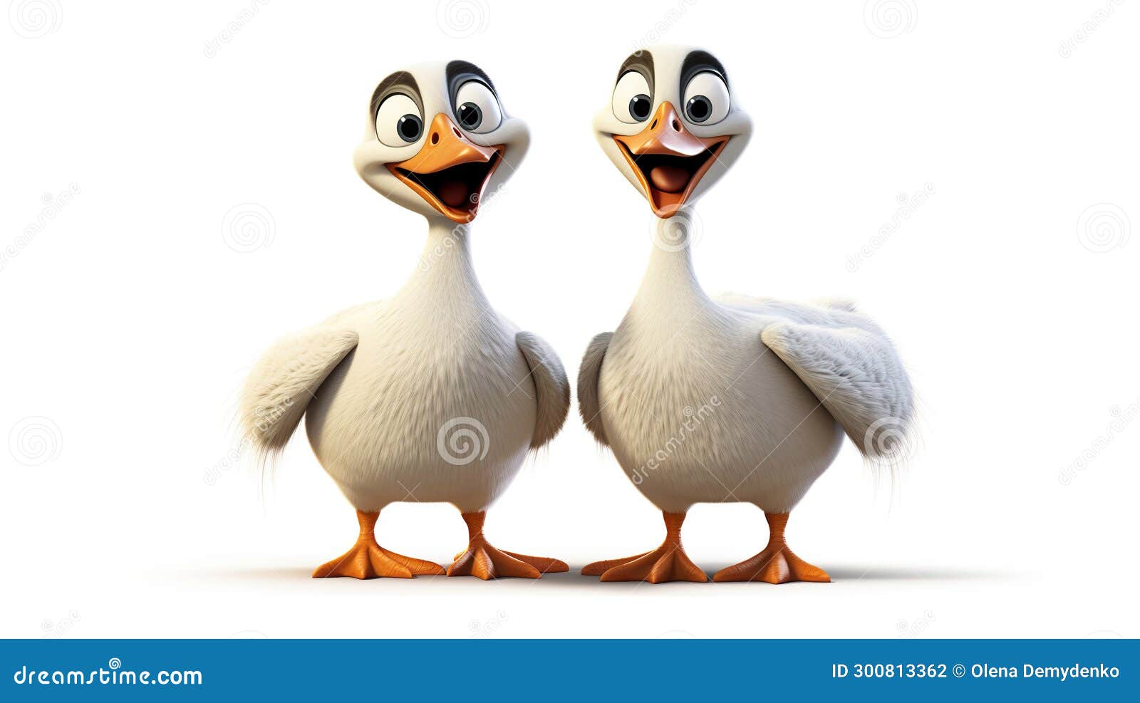 Two Funny Cartoon Ducks on a White Background. Stock Illustration ...