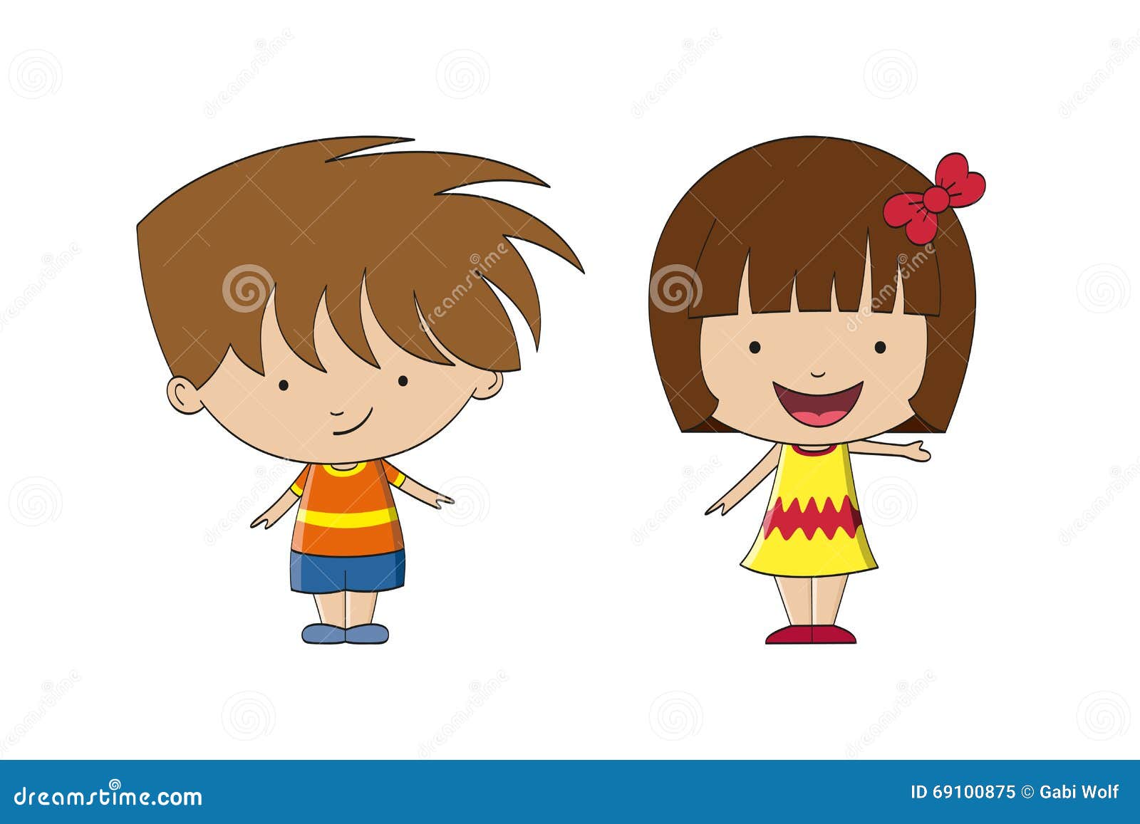 Two funny cartoon kids stock vector. Illustration of children - 69100875