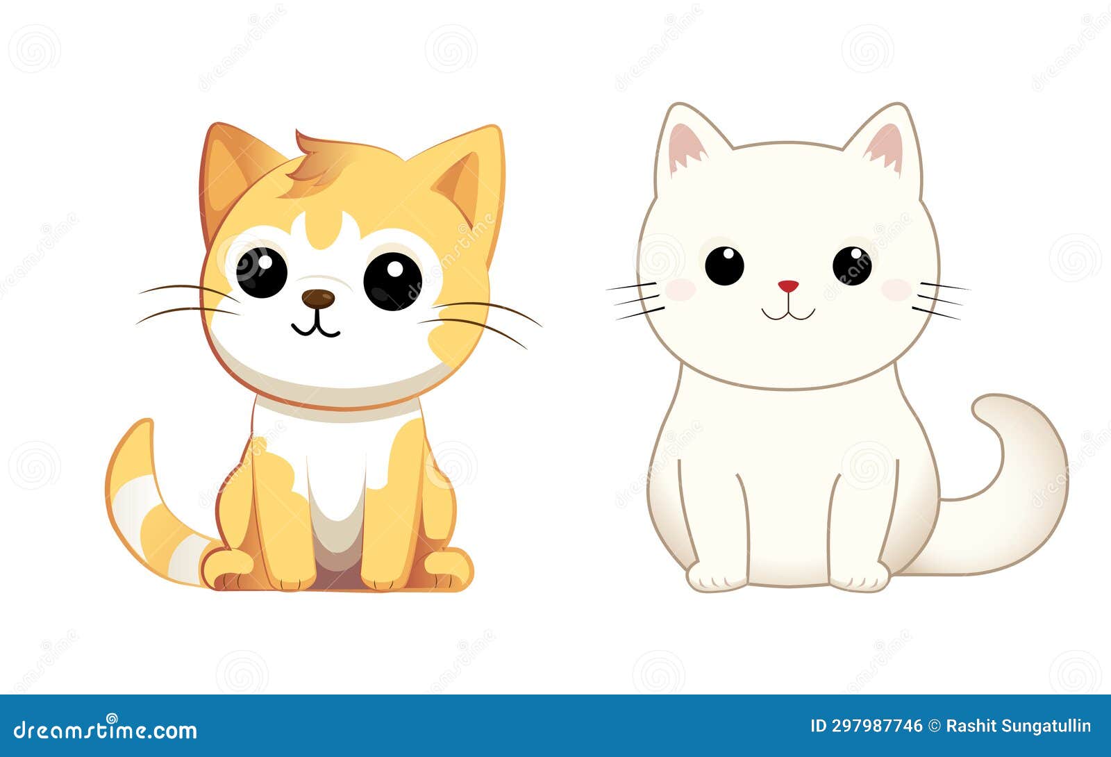 Two Funny Kittens on a White Background Stock Illustration ...