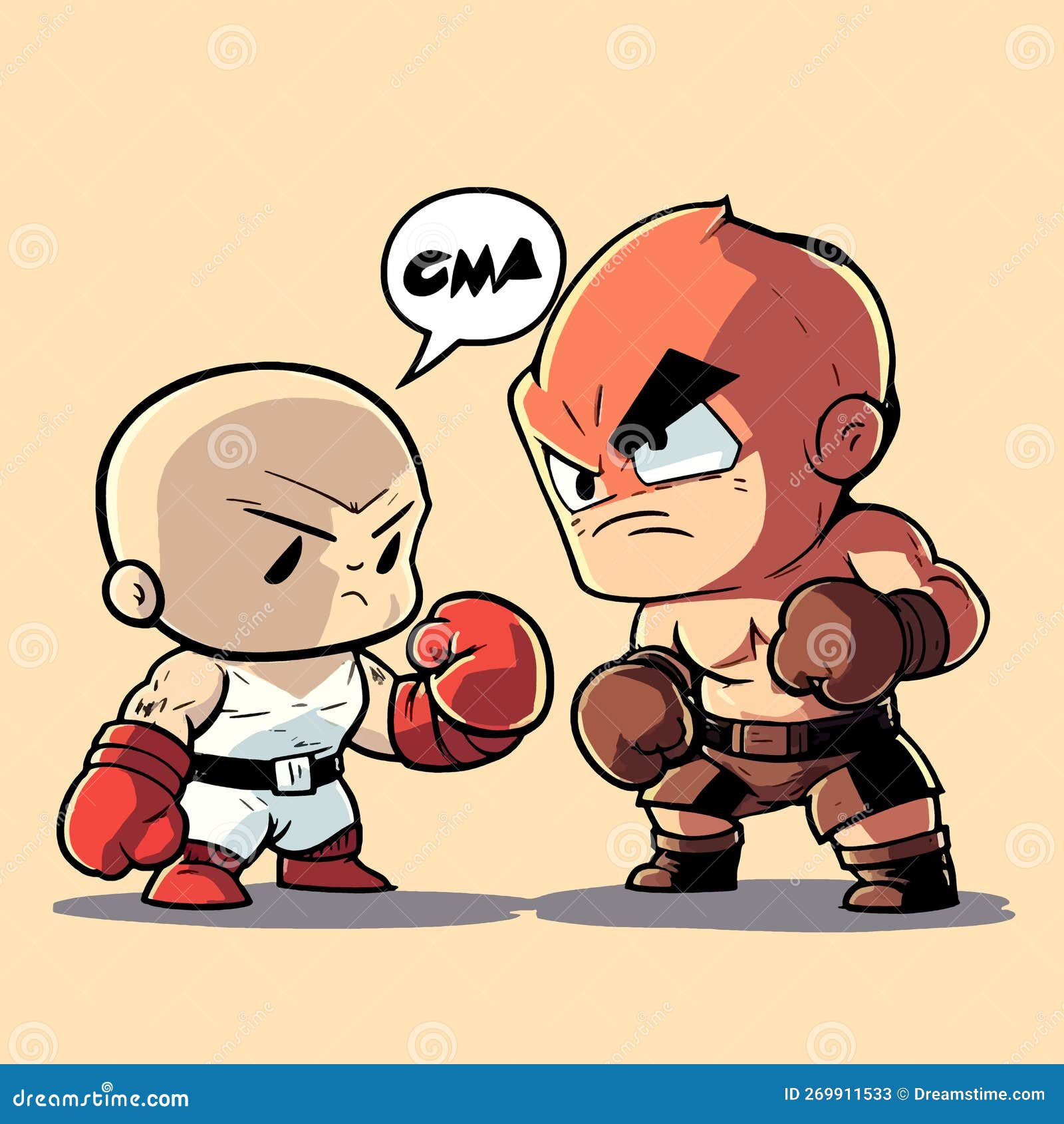 Two Funny Chibi Characters Boxing Stock Illustration - Illustration of ...