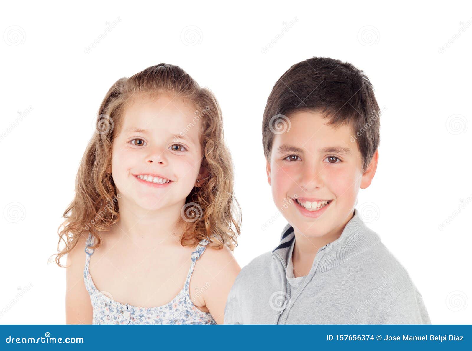 Two Funny Children Looking at Camera Stock Photo - Image of caucasian ...