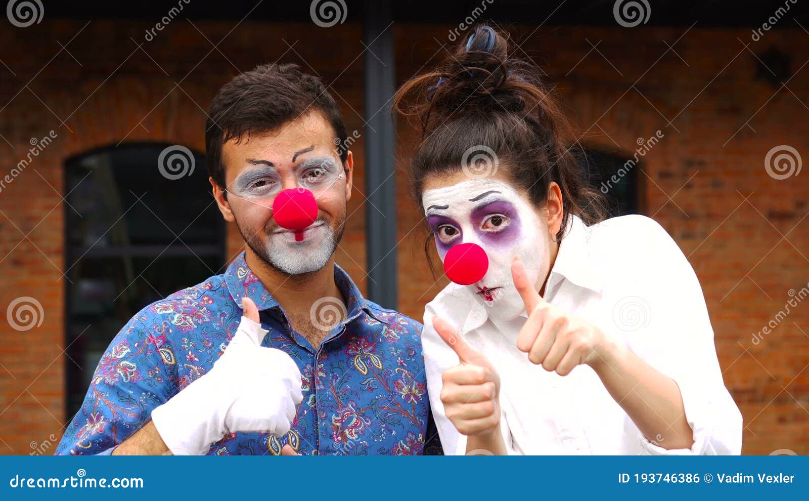 Two Funny Clowns Holding Thumbs Stock Footage - Video of performing ...