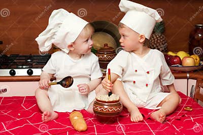 Two funny cooks stock image. Image of laughing, infant - 3037235
