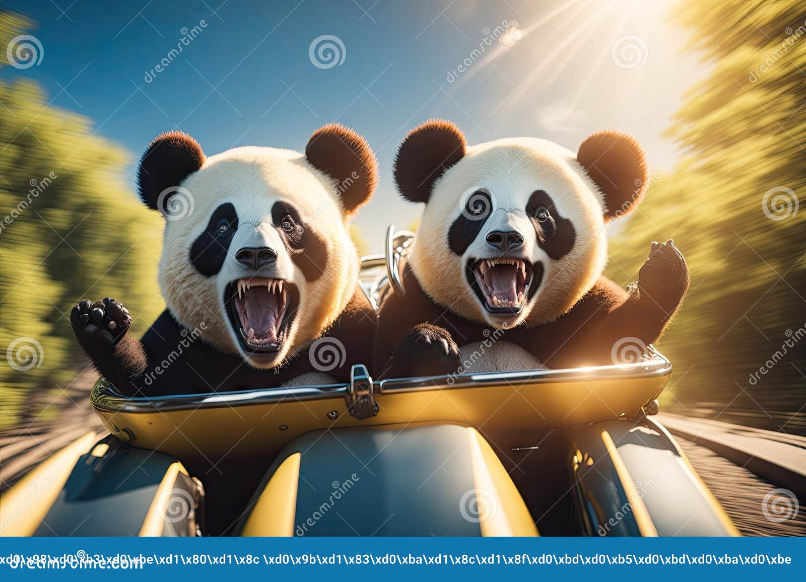 Scared Red Panda. Cartoon Red Panda Runs Scared And Screams. Unique ...