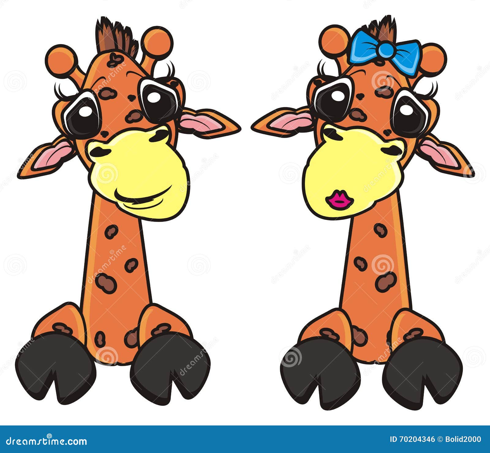 Two funny giraffes stock illustration. Illustration of cartoon - 70204346