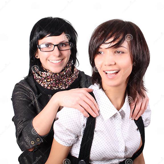 Two funny girls stock image. Image of hand, friendship - 8293577
