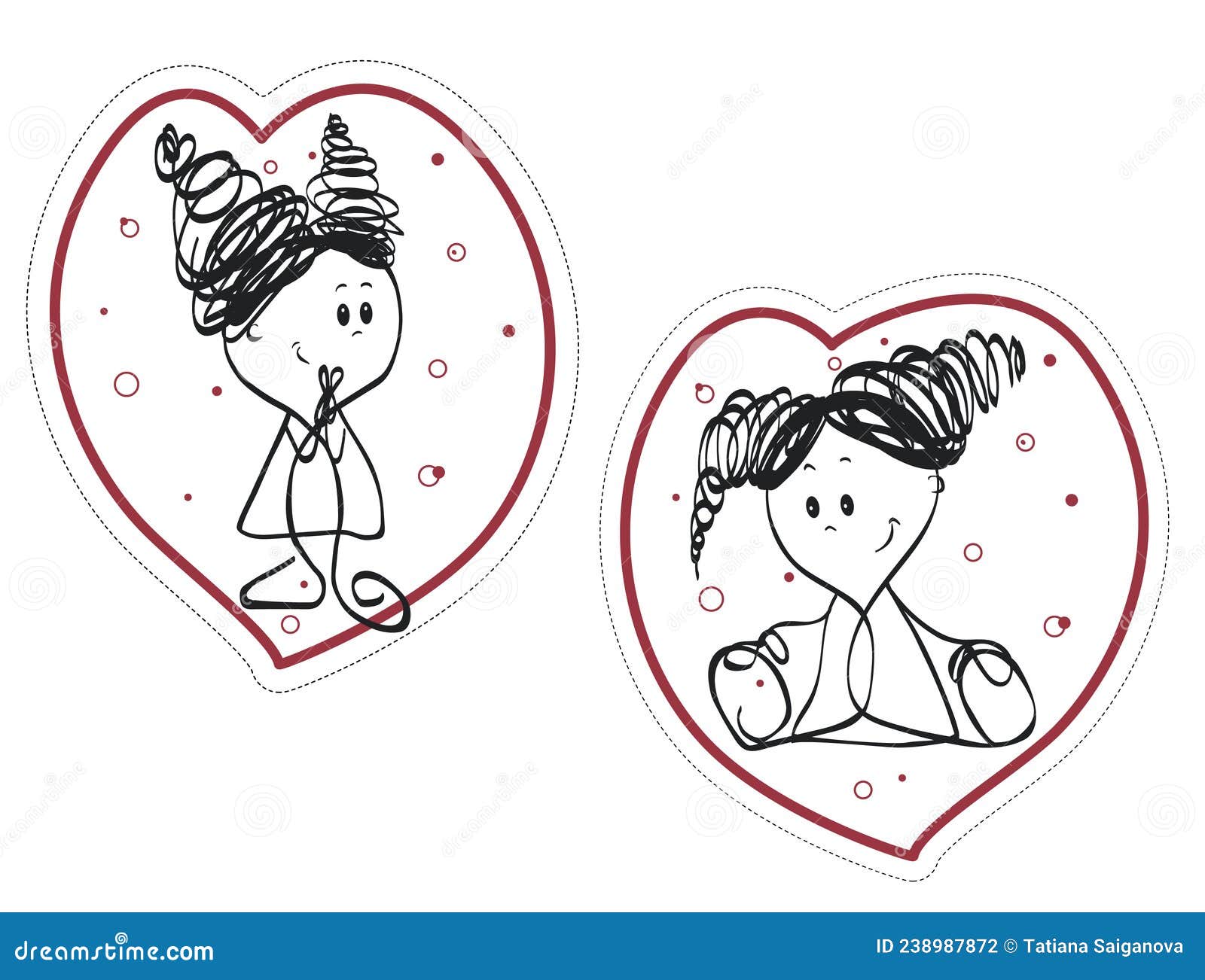 Two Funny Girls in the Form of a Sticker Stock Vector - Illustration of ...