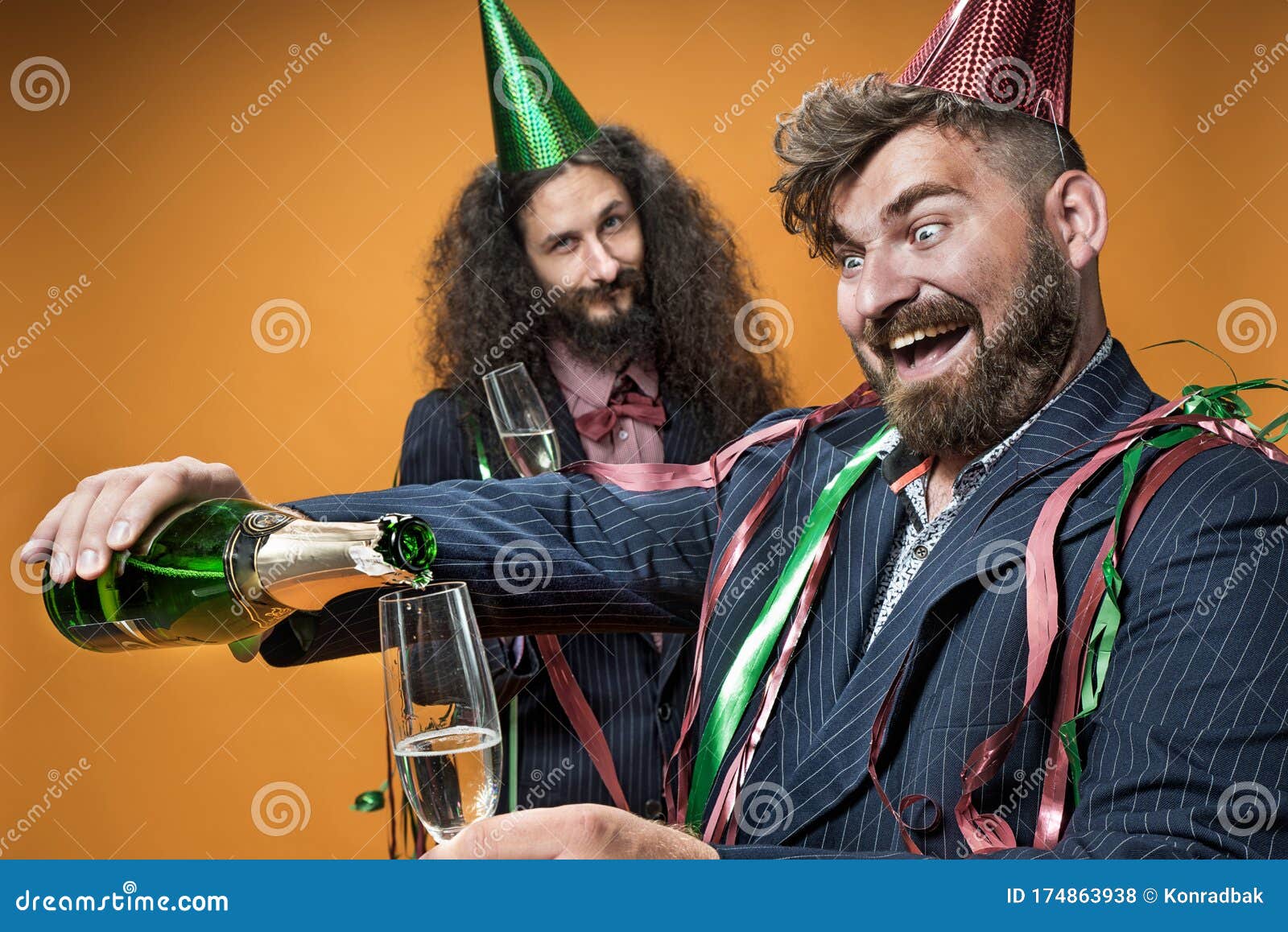 Two Funny Guys Celebarting a Success Stock Photo - Image of clothing ...