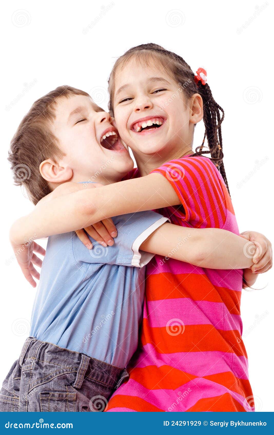 Two Funny Kids Standing Together Stock Image - Image of friends, funny ...