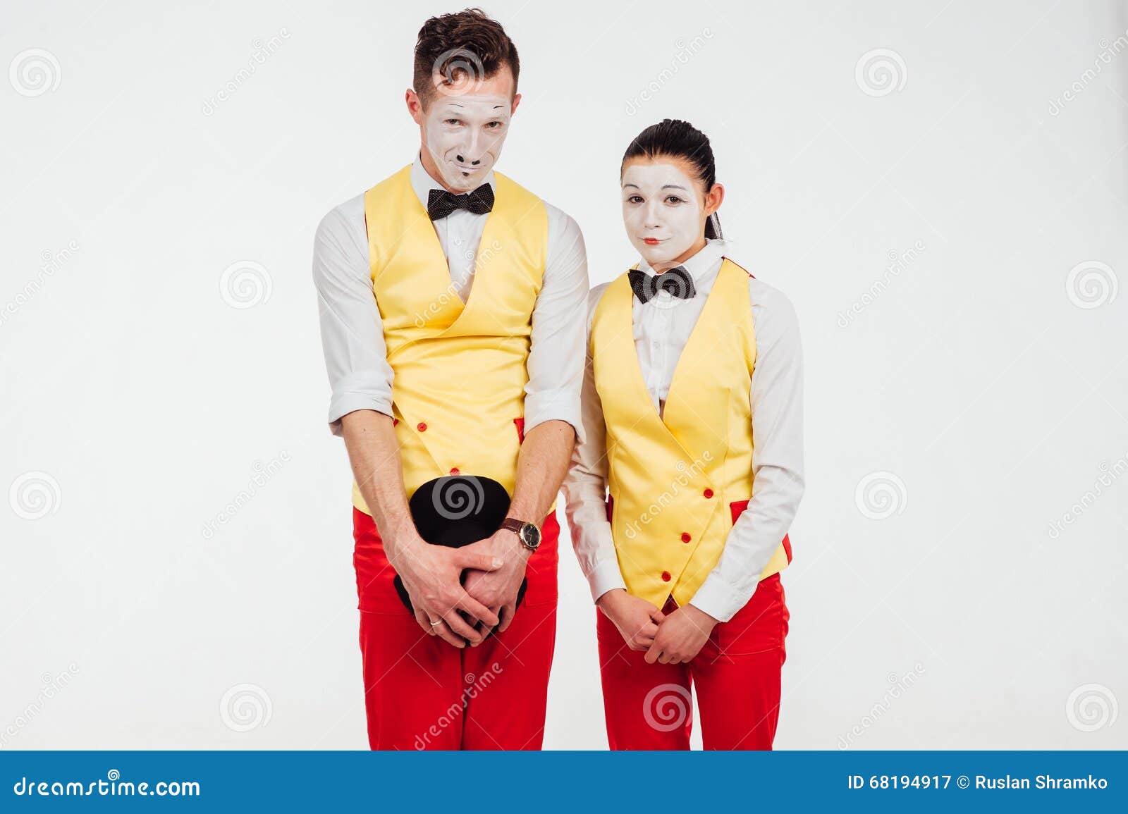 Two Funny Mimes Isolated on White Background Stock Image - Image of ...