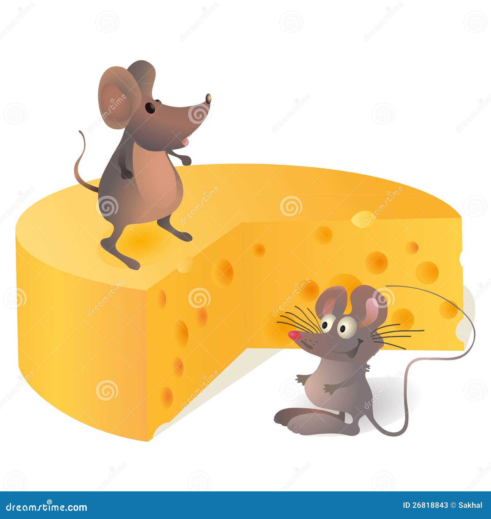Two Funny Mouses Near the Big Cheese Stock Vector - Illustration of ...