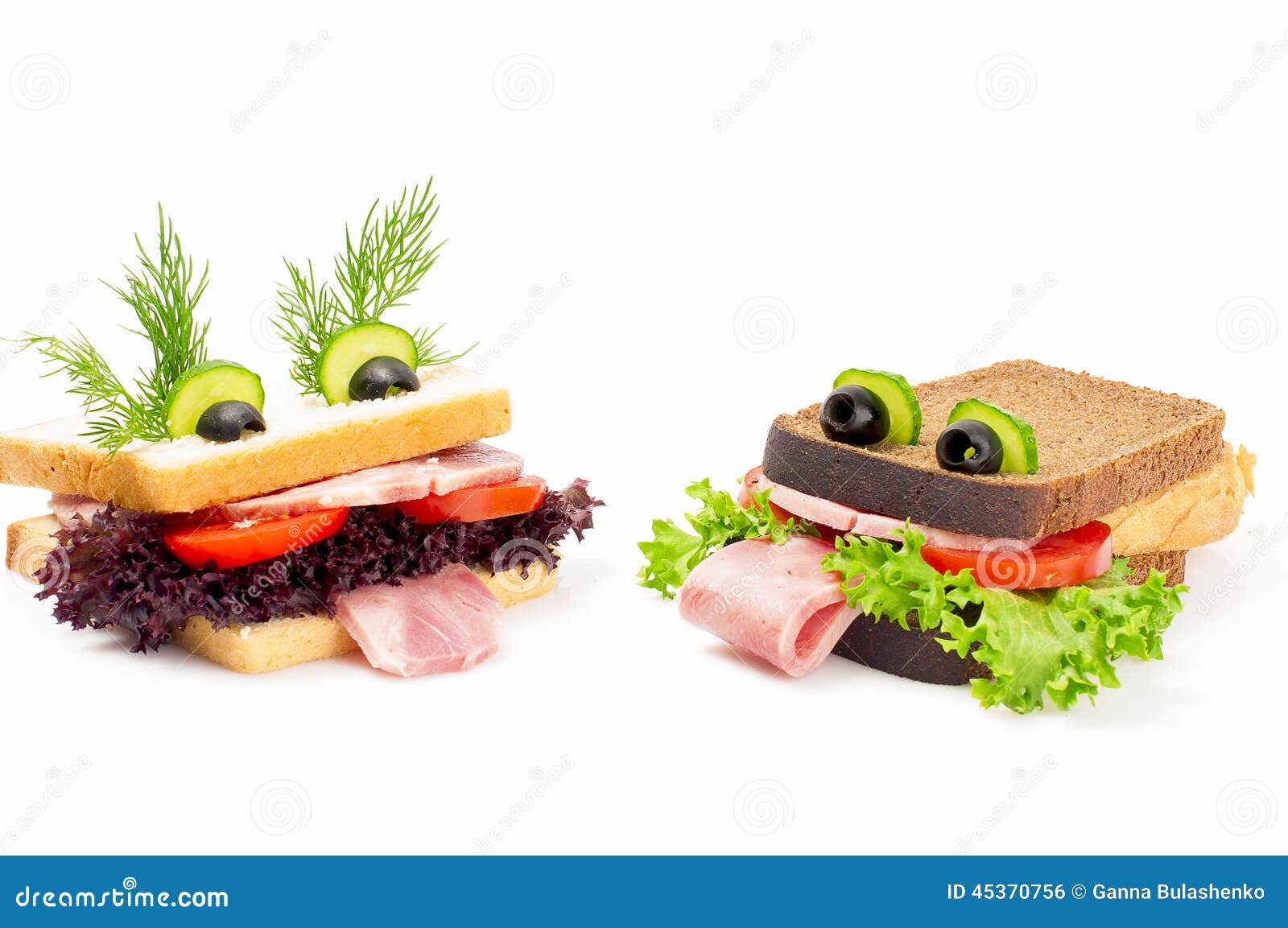 Two Funny Sandwich for Child. Stock Photo - Image of fast, concept ...