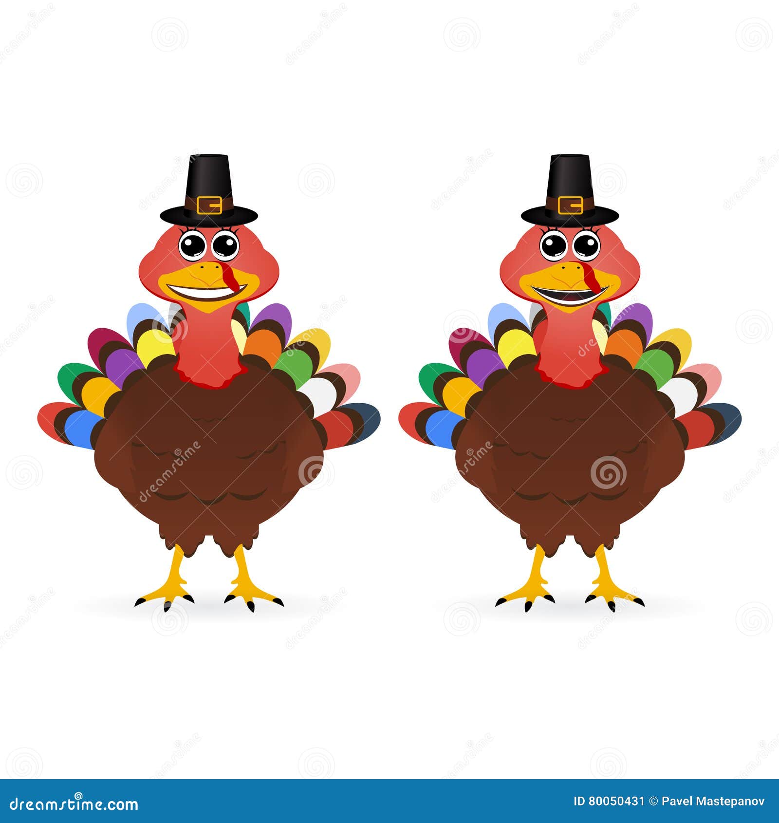 Two Funny Smiling Turkey on Thanksgiving Day Stock Vector ...