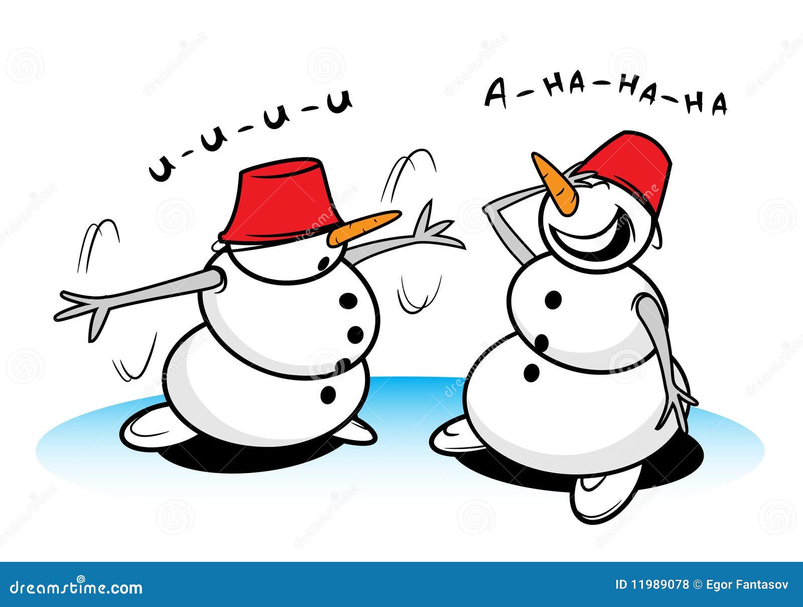 Two funny snowman stock vector. Illustration of line - 11989078