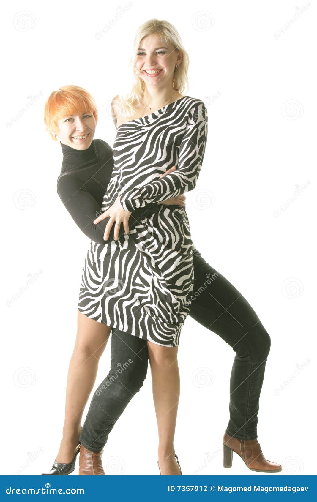 Two funny women stock photo. Image of posing, people, jeans - 7357912