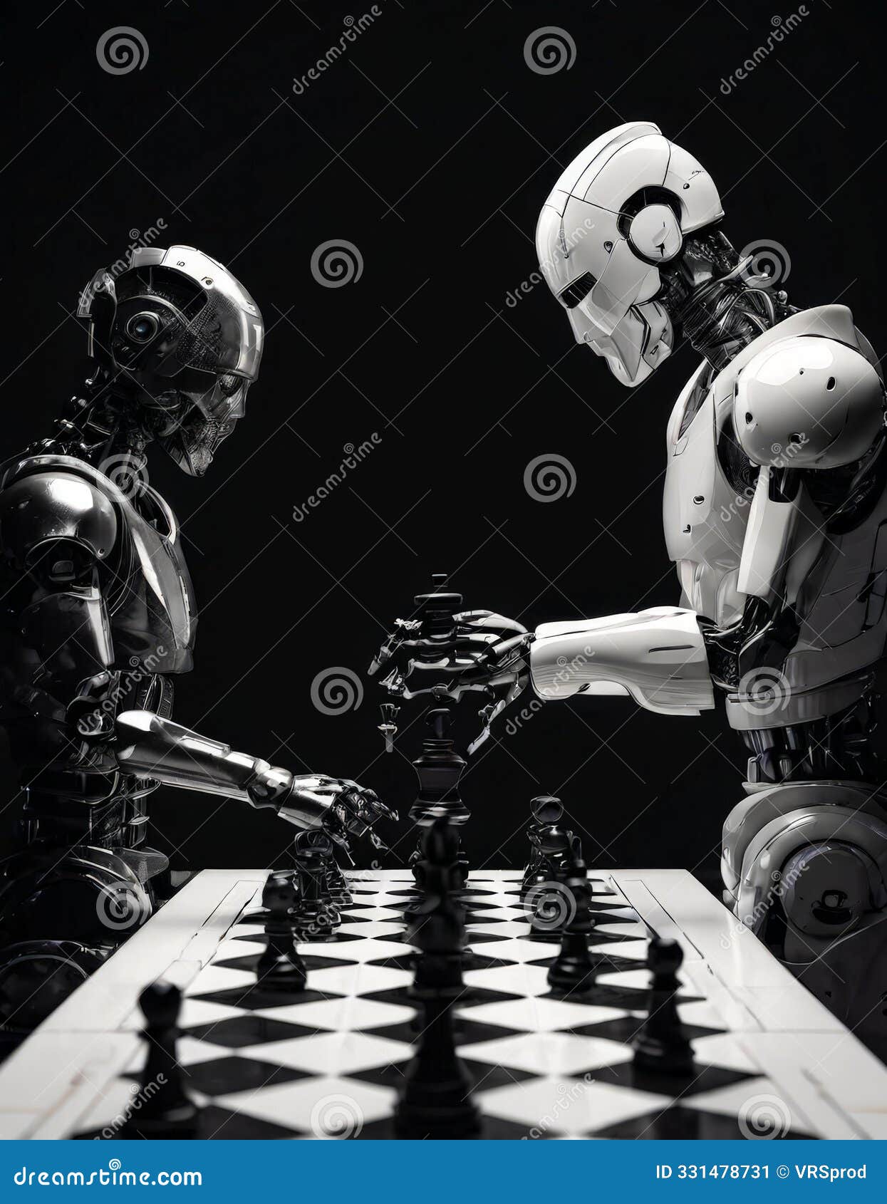Two Futuristic Robots Playing Chess in a Dramatic Scene Stock Image ...