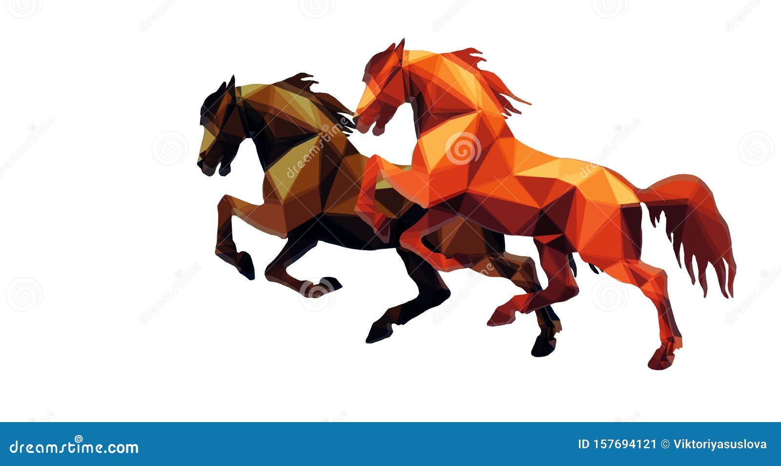 Two Galloping Horses, Isolated Amber Stock Vector - Illustration of ...
