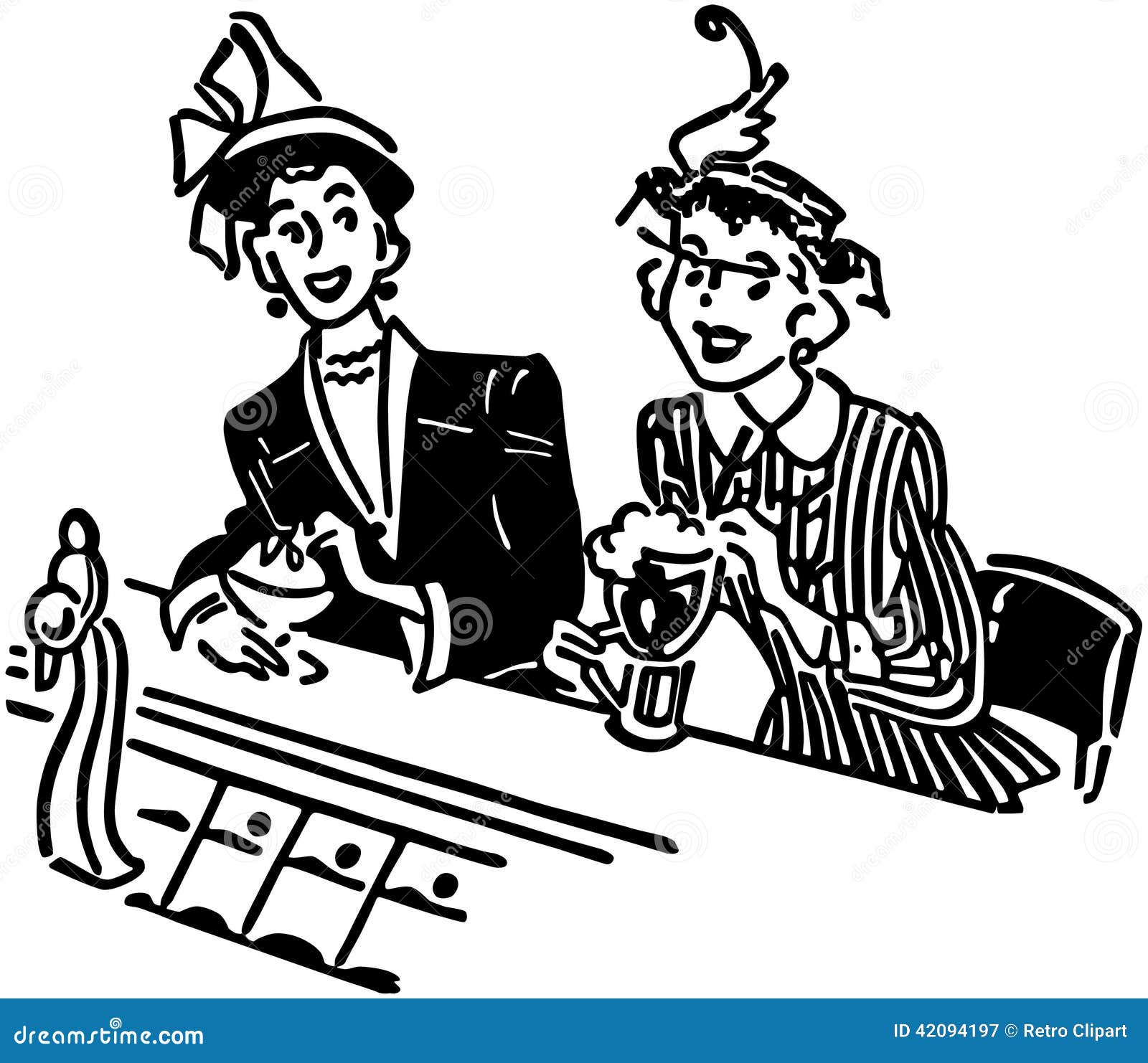 Two Gals at the Soda Shop stock vector. Illustration of fifties - 42094197
