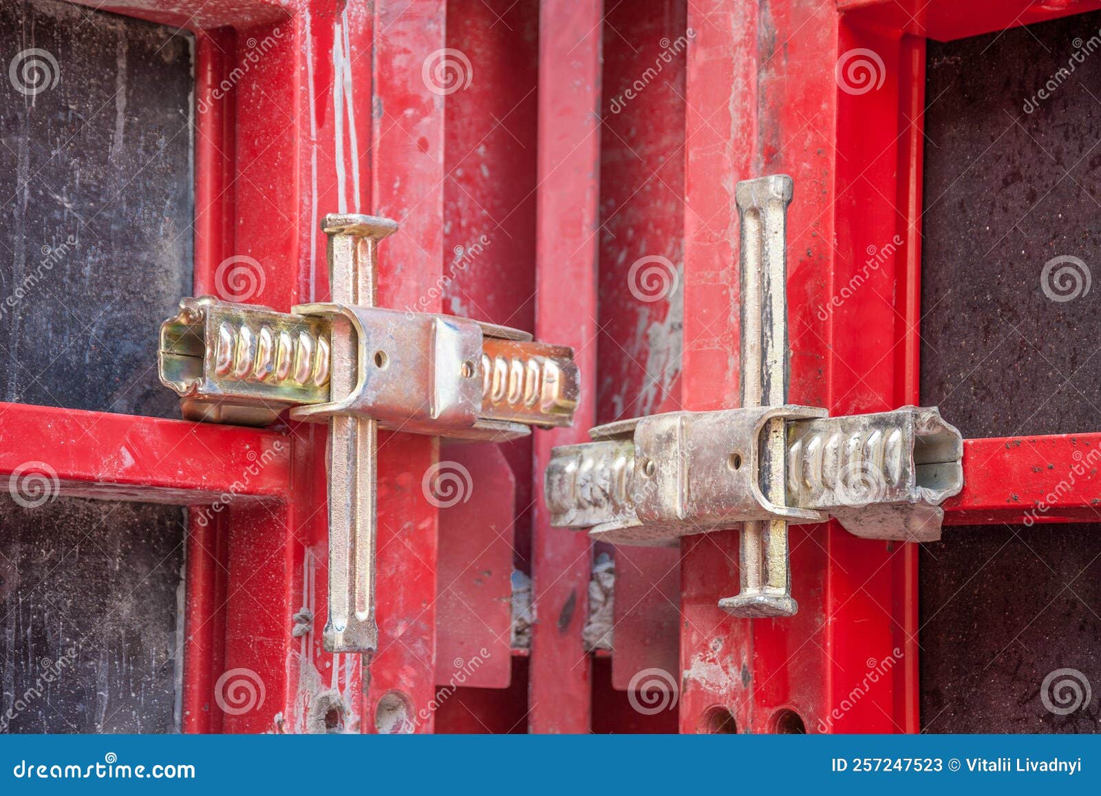 Two Galvanized Clamps Connect the Formwork Stock Image - Image of site ...