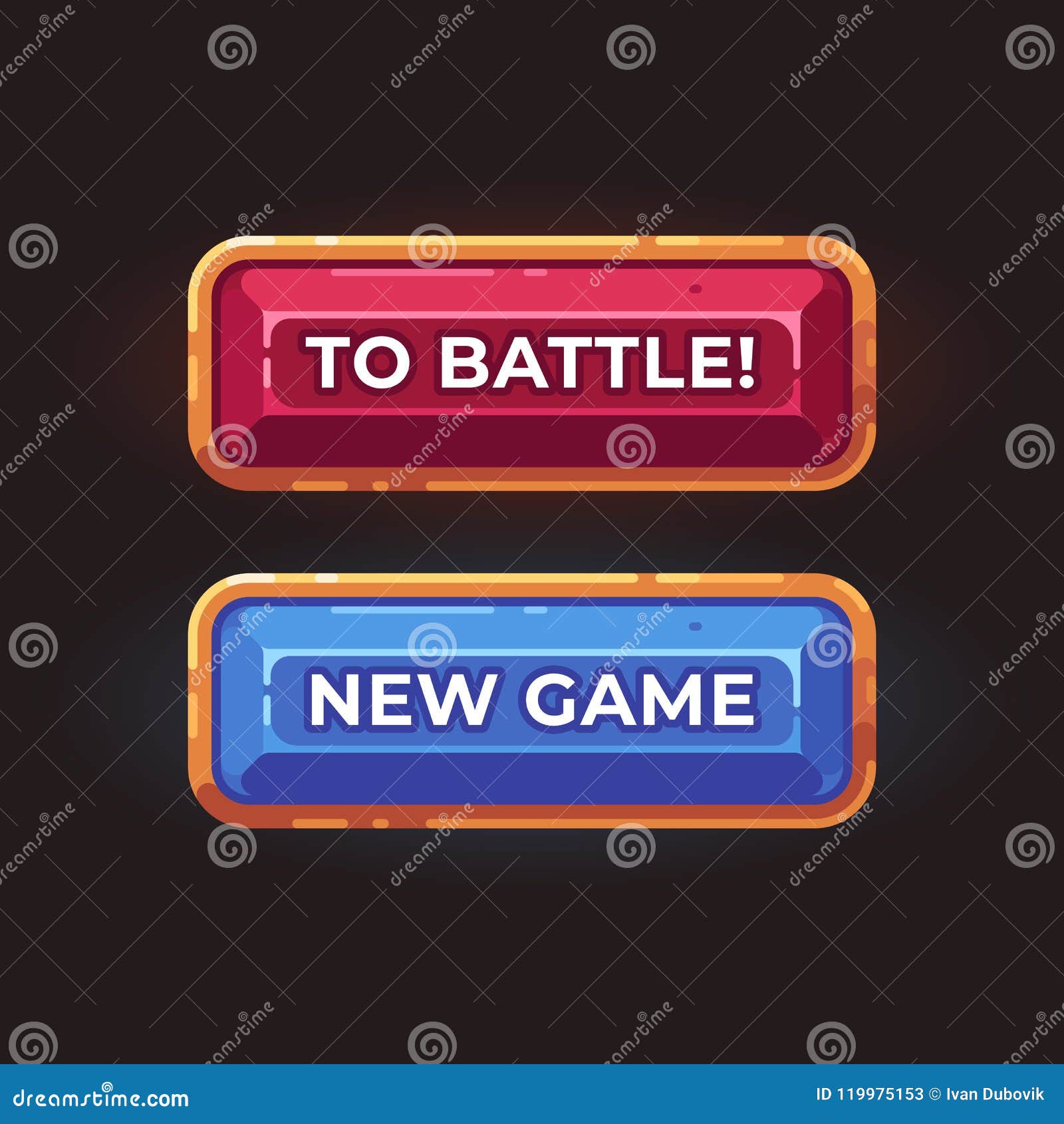 Game UI Buttons. Mobile Application Interface Elements. Cartoon ...