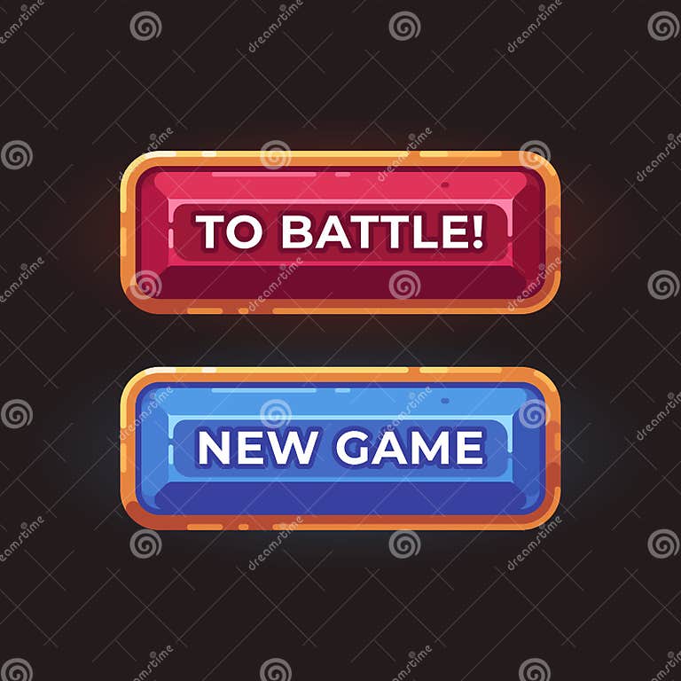 Two Game Buttons Flat Illustration. Game Interface Elements. Stock ...
