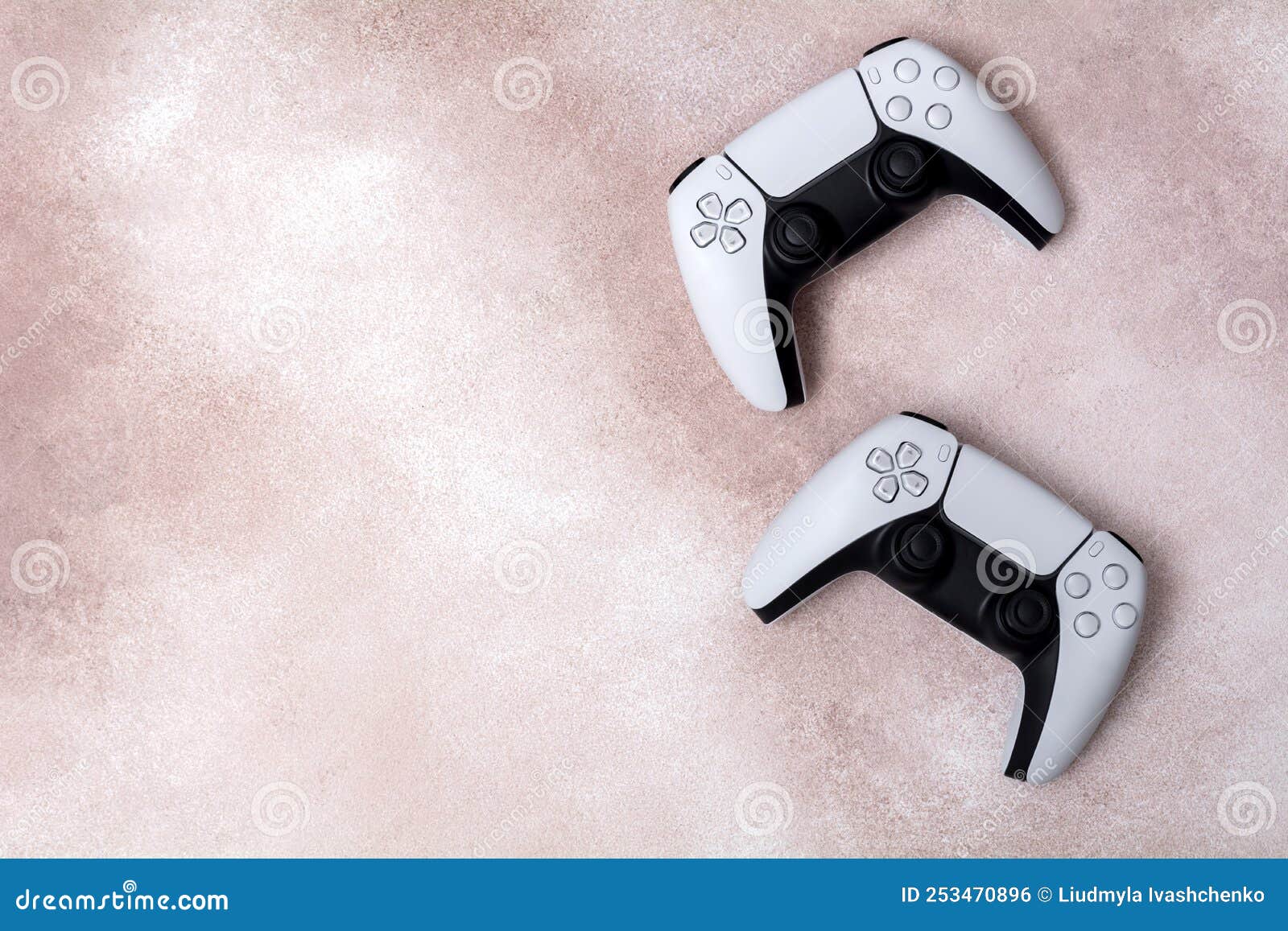 Two Game Controllers on a Light Background. White Joystick for Computer ...