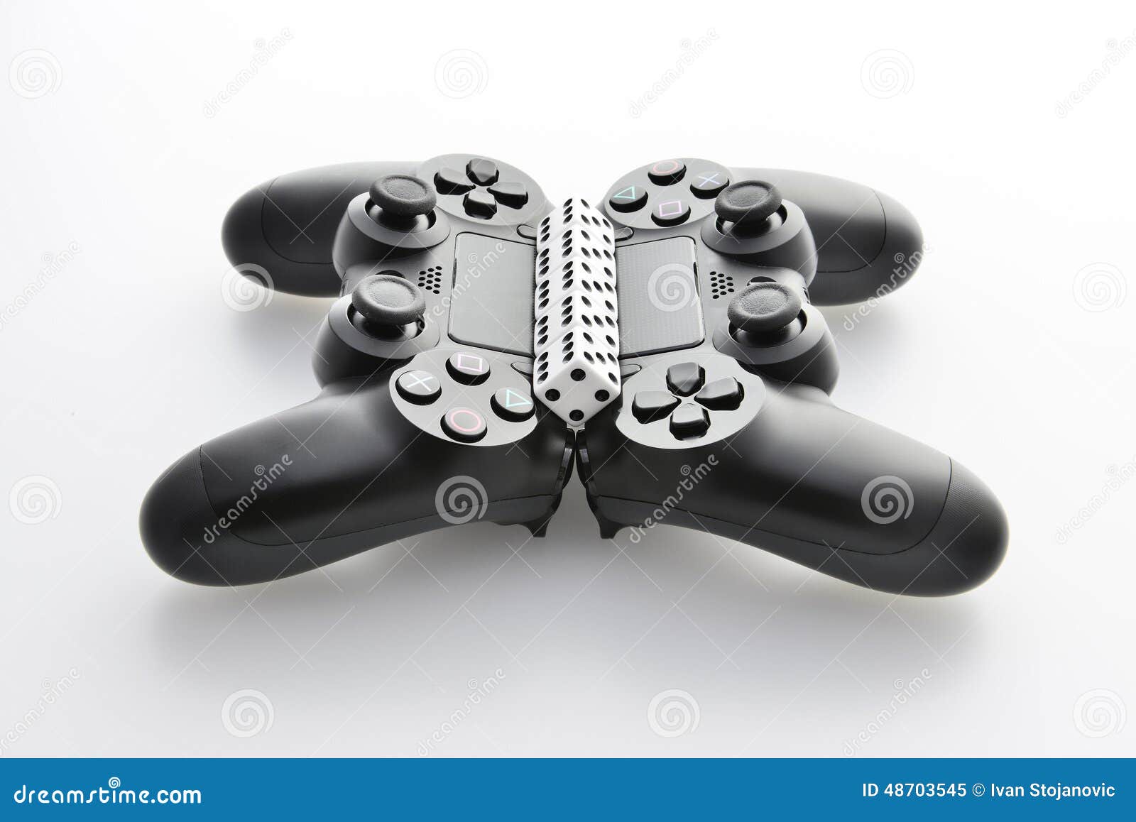 Two Game Pads with a Row of Black and White Dices Stock Image - Image ...