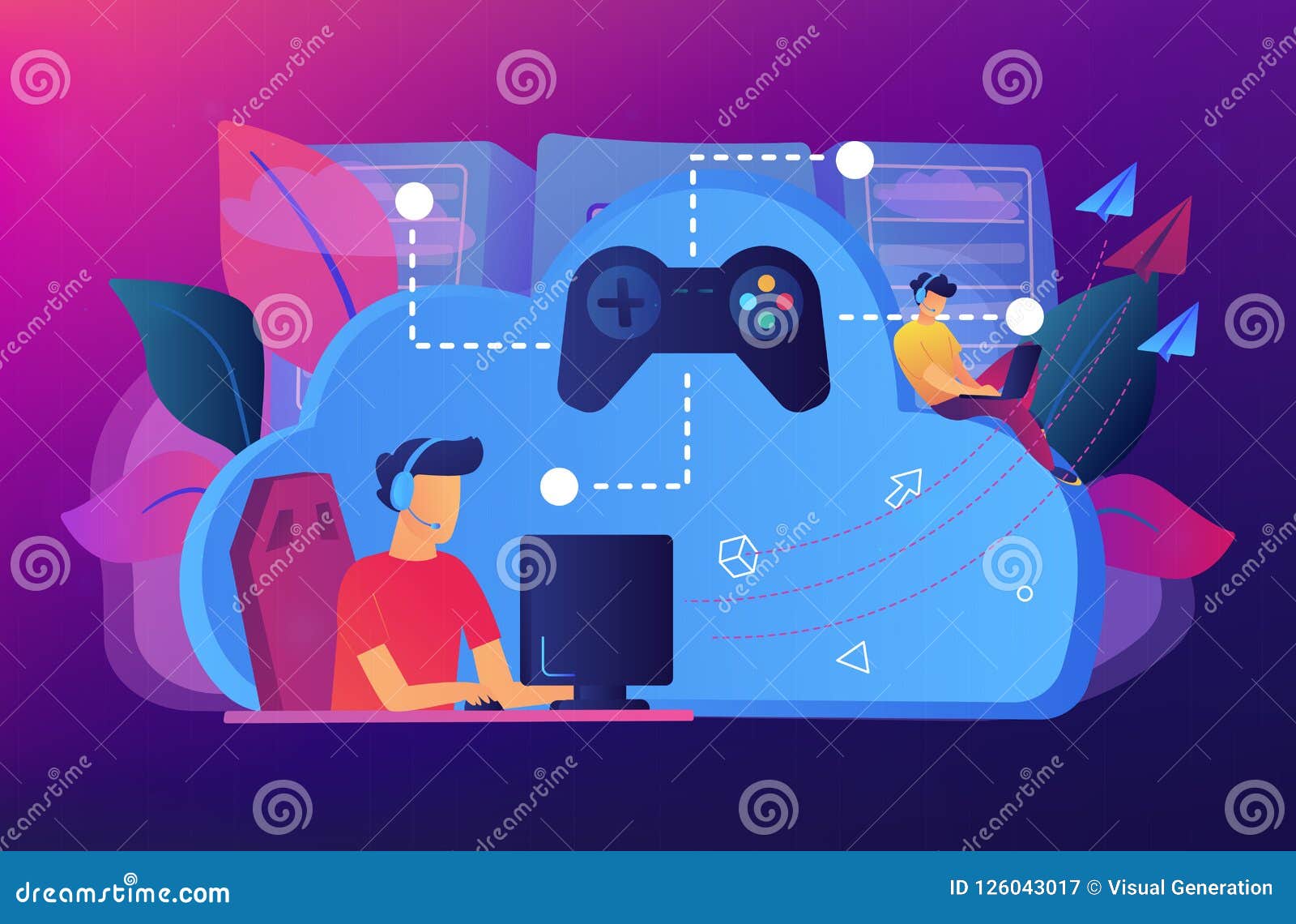 Cloud Gaming Concept Vector Illustration. Stock Vector - Illustration ...